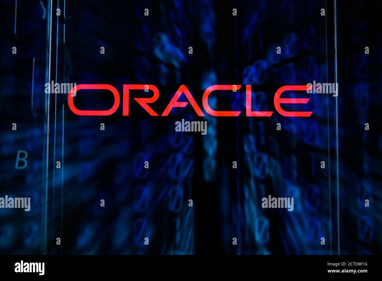 In this photo illustration an Oracle logo seen displayed on a ...