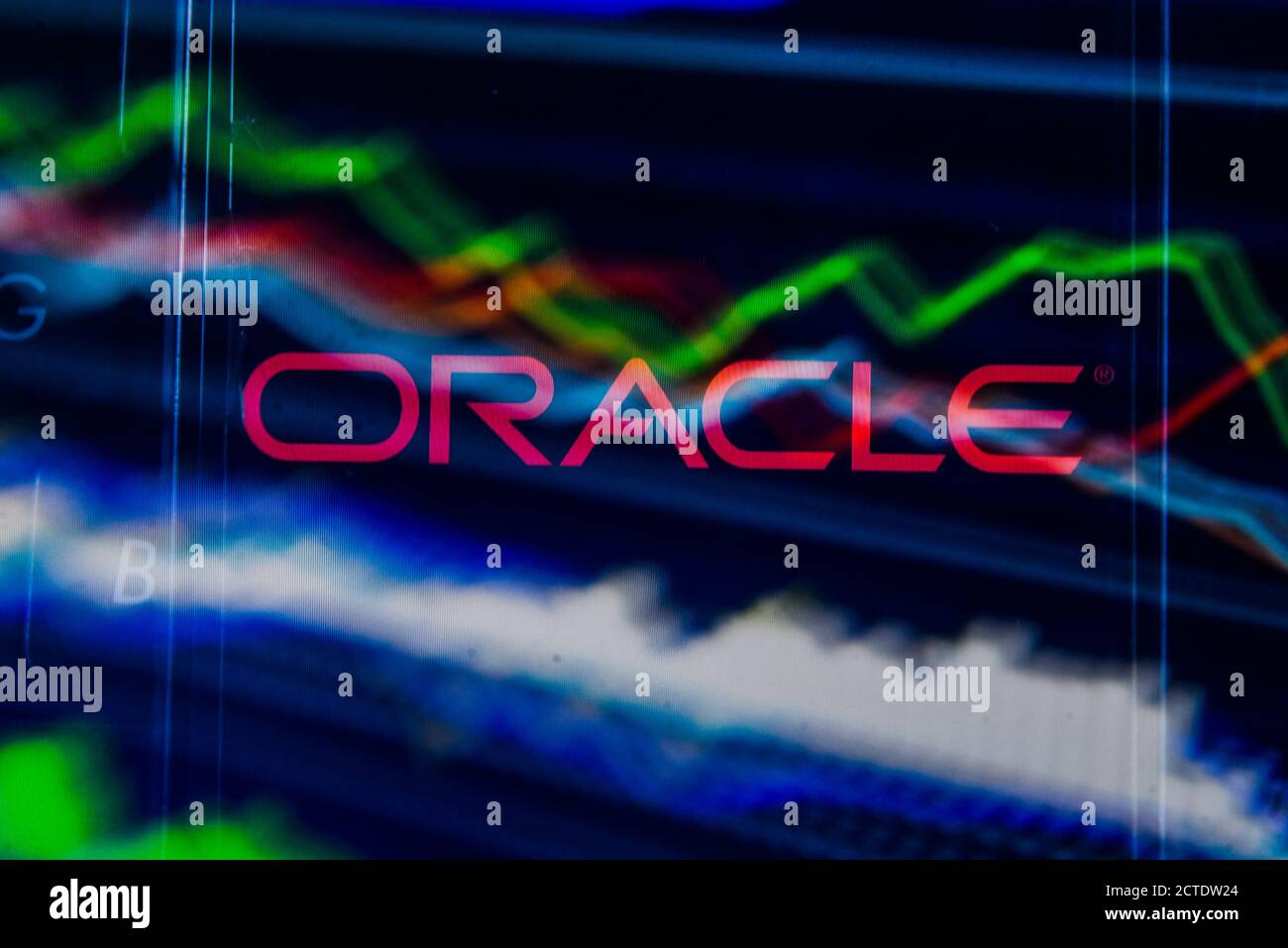 In this photo illustration an Oracle logo seen displayed on a ...