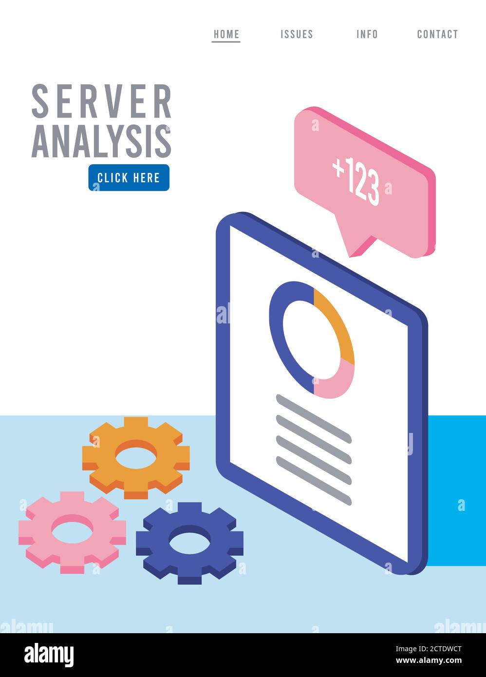 data analysis technology with tablet device and gears settings vector ...