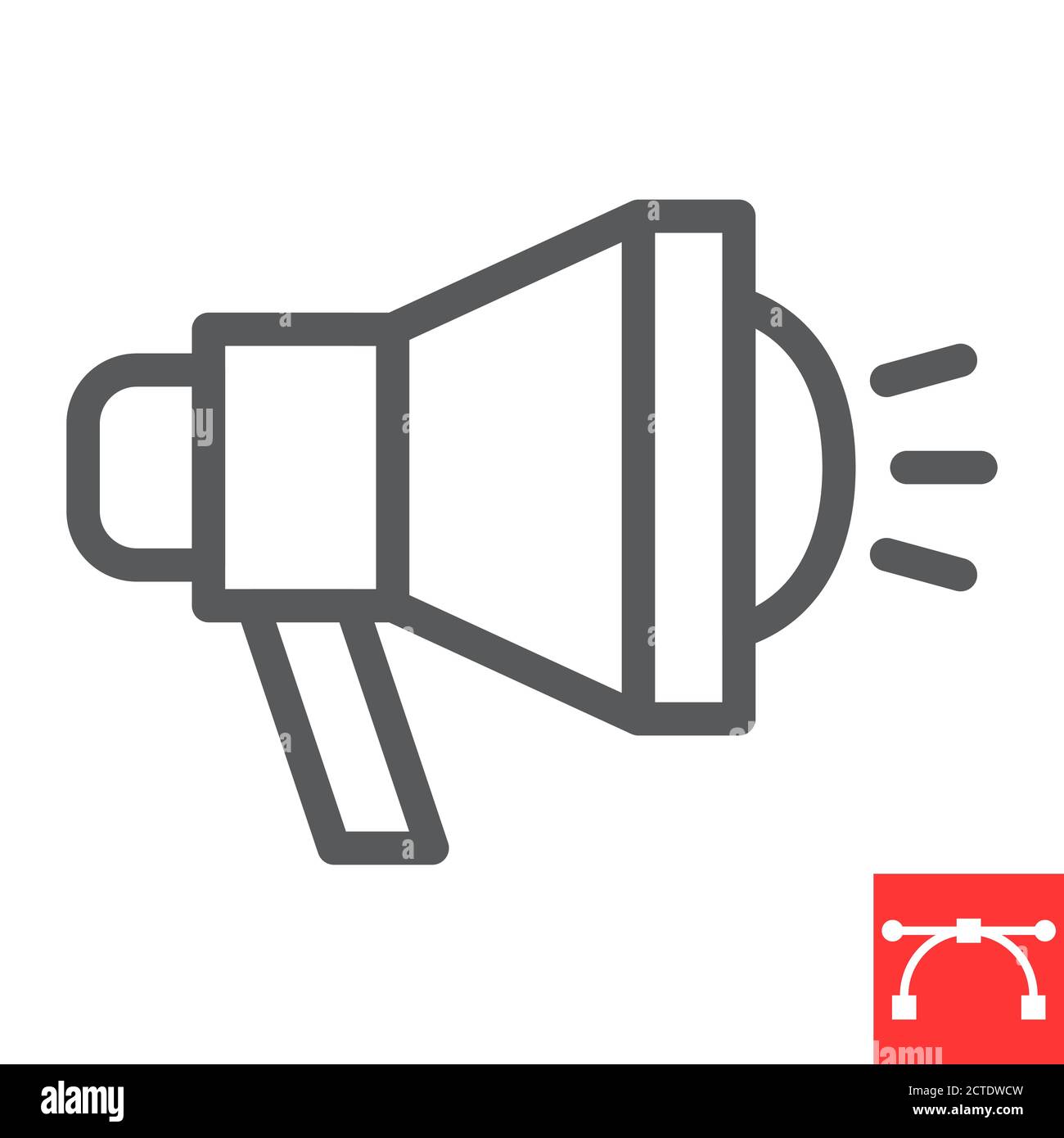 Bullhorn line icon, loudspeaker and megaphone, spread of information ...