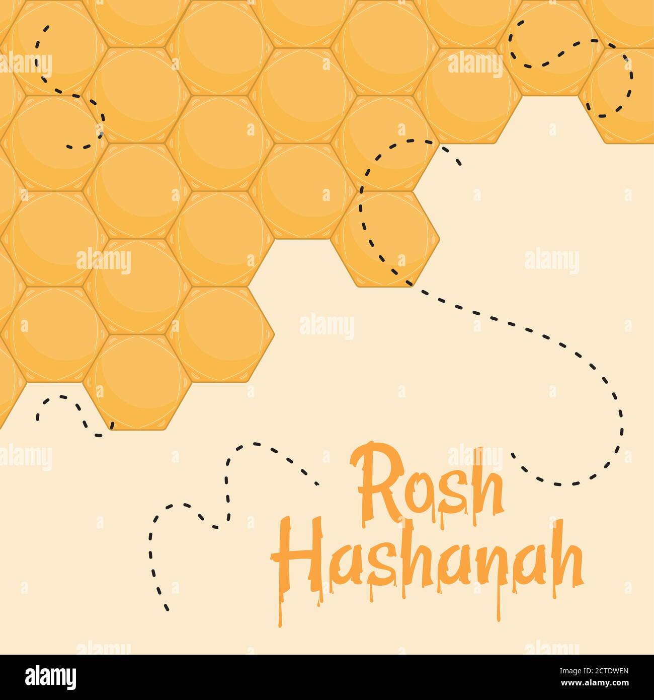 Rosh Hashanah celebration poster. Honeycomb with honey letter - Vector ...