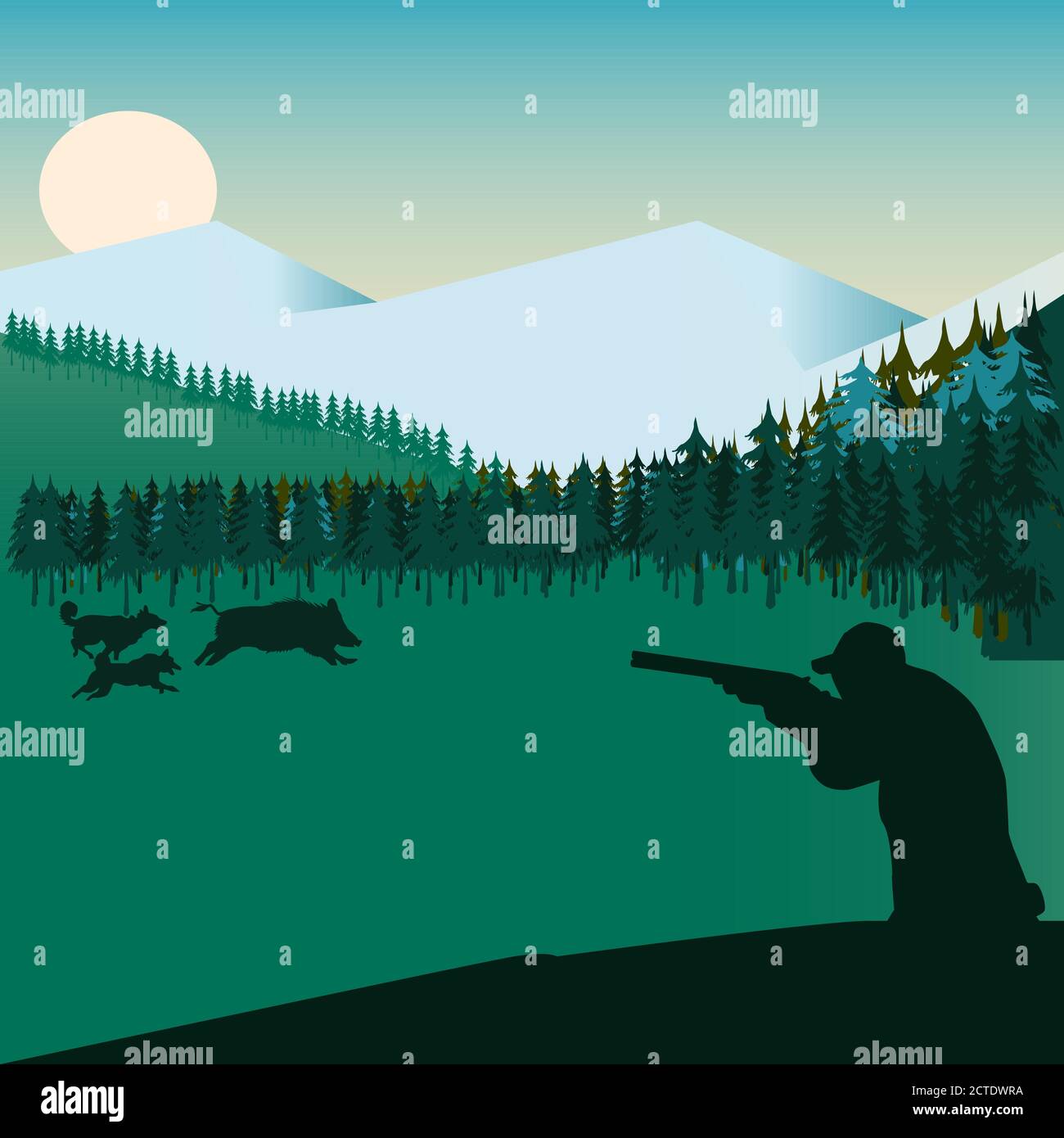 Hunter dead elk Stock Vector Images - Alamy