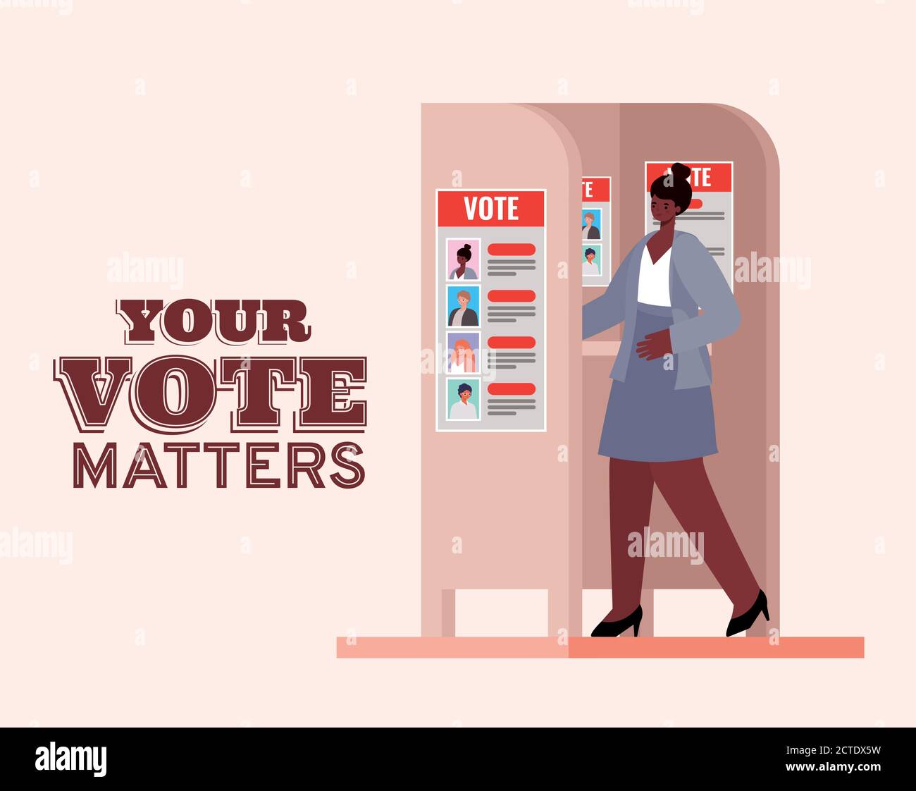 black woman at voting booth with your vote matters text vector design Stock Vector Image & Art ...