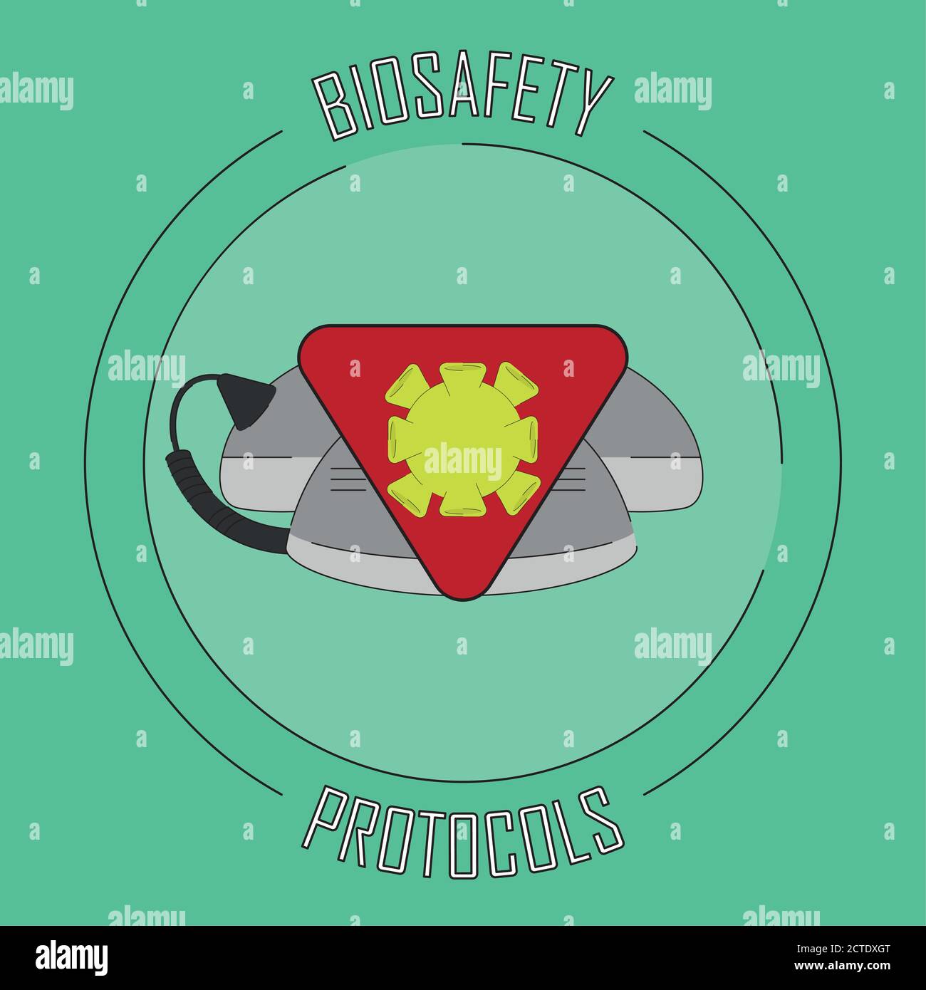 Biosafety protocols poster. Emergency call - Vector illustration Stock ...