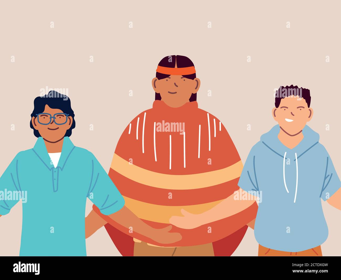 multiethnic group of people standing together, multicultural vector ...