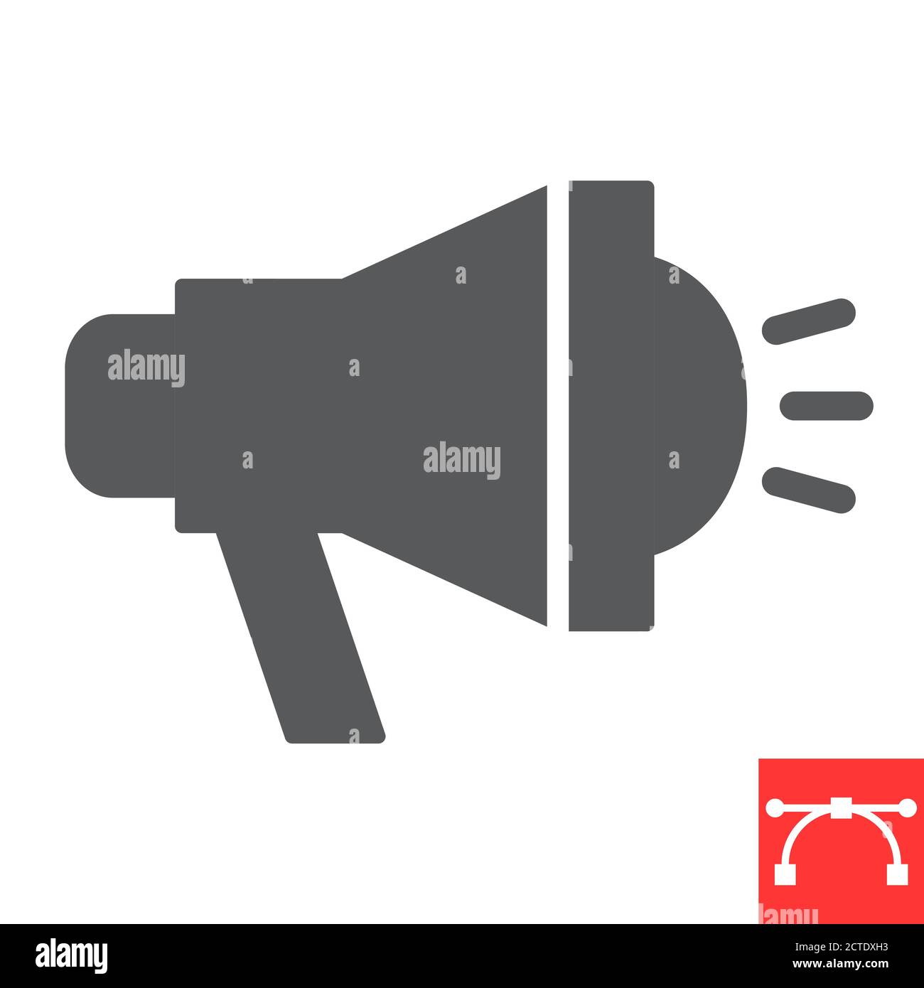 Bullhorn glyph icon, loudspeaker and megaphone, spread of information ...