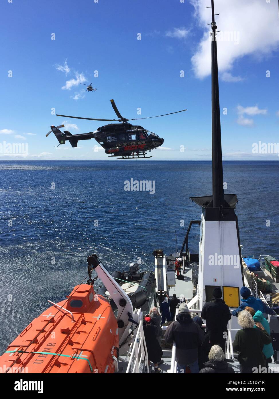 Emergency helicopter evacuation rescue in the Auckland islands during ...