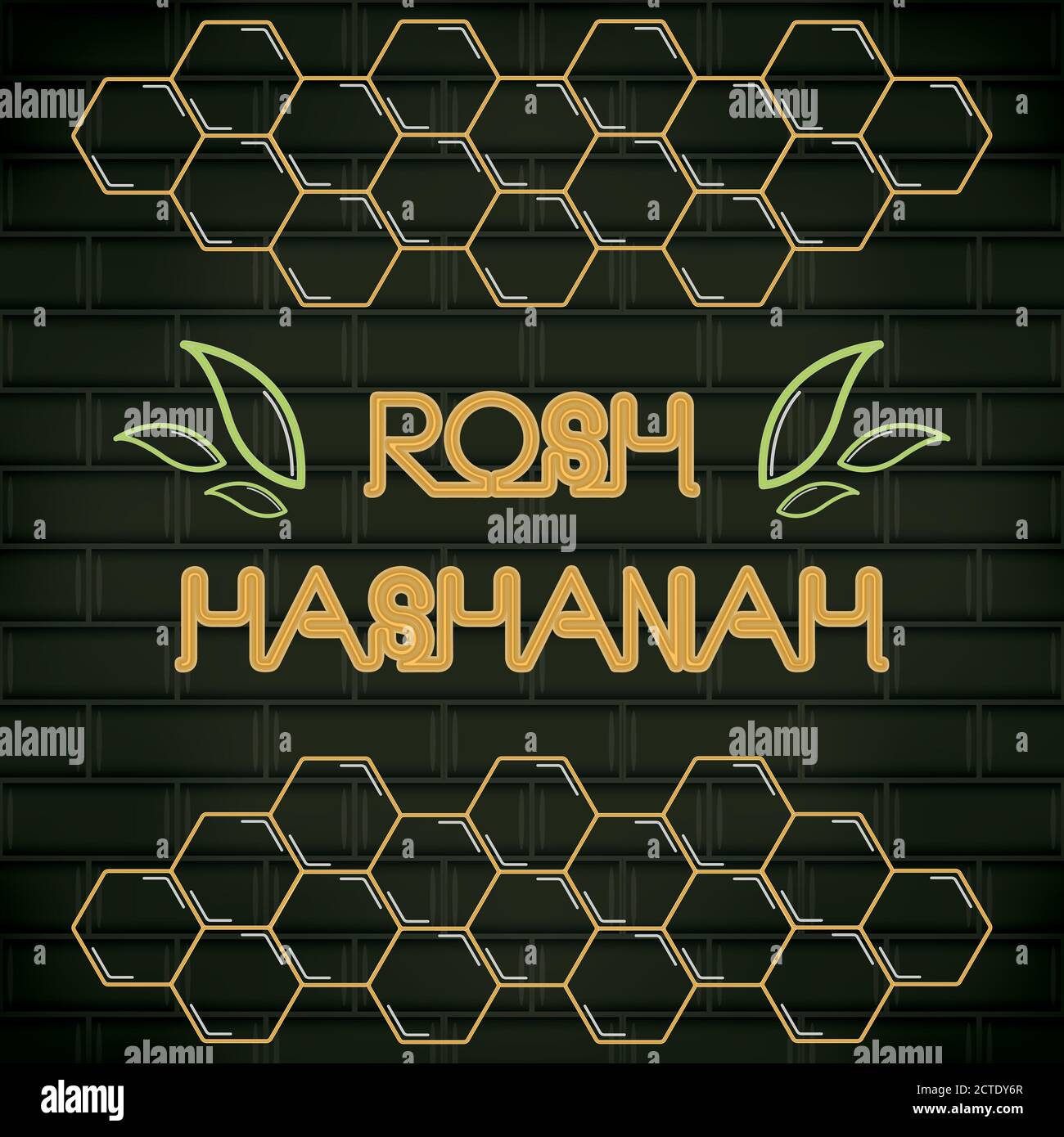 Rosh Hashanah neon poster. Jewish celebration - Vector Stock Vector ...