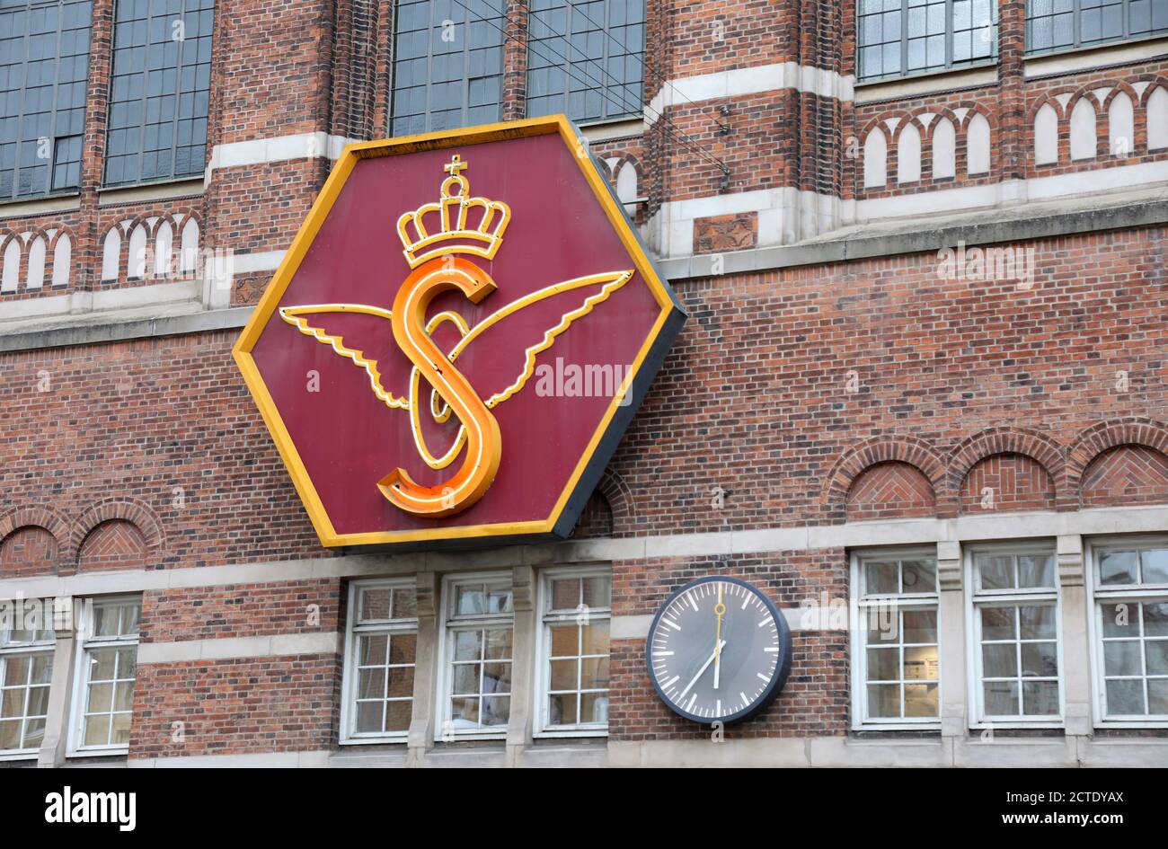Old Danish Railways logo on Copenhagen Central Railway Station Stock ...