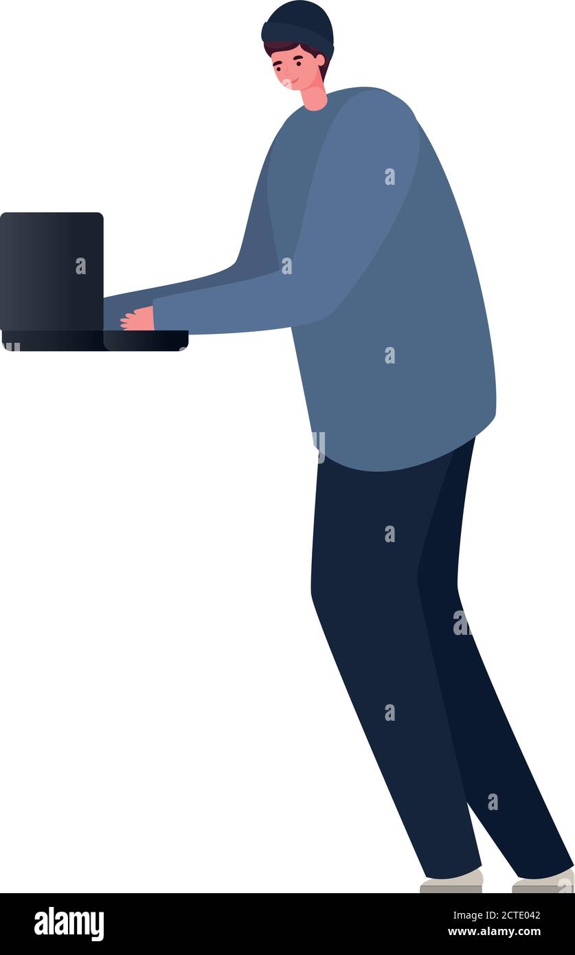 Man with laptop working vector design Stock Vector Image & Art - Alamy