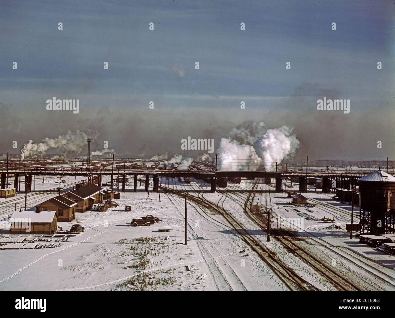 A general view of a classification yard at C & NW RR's Proviso yard ...
