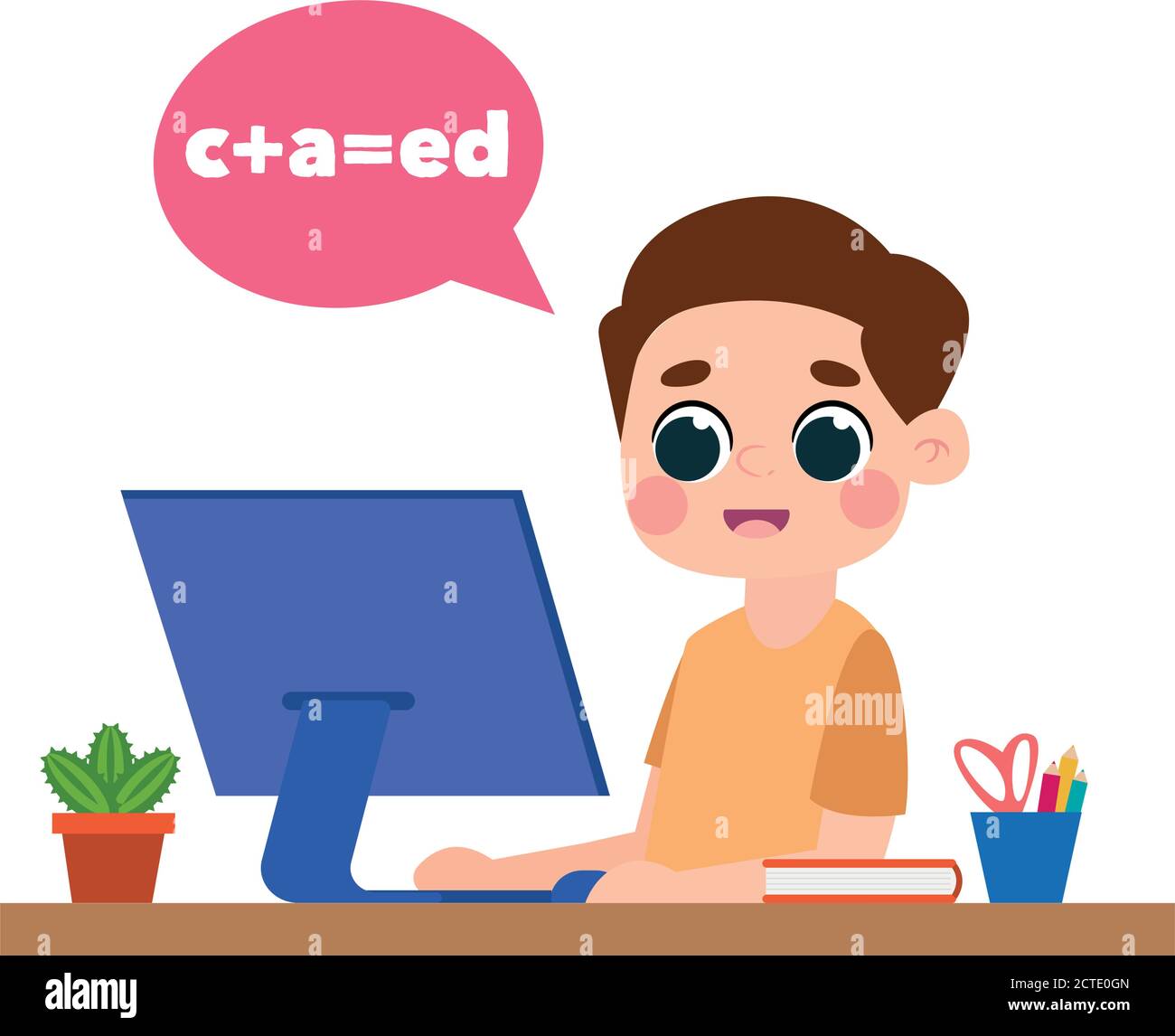 Boy studying in home. Home education - Vector Stock Vector Image & Art ...