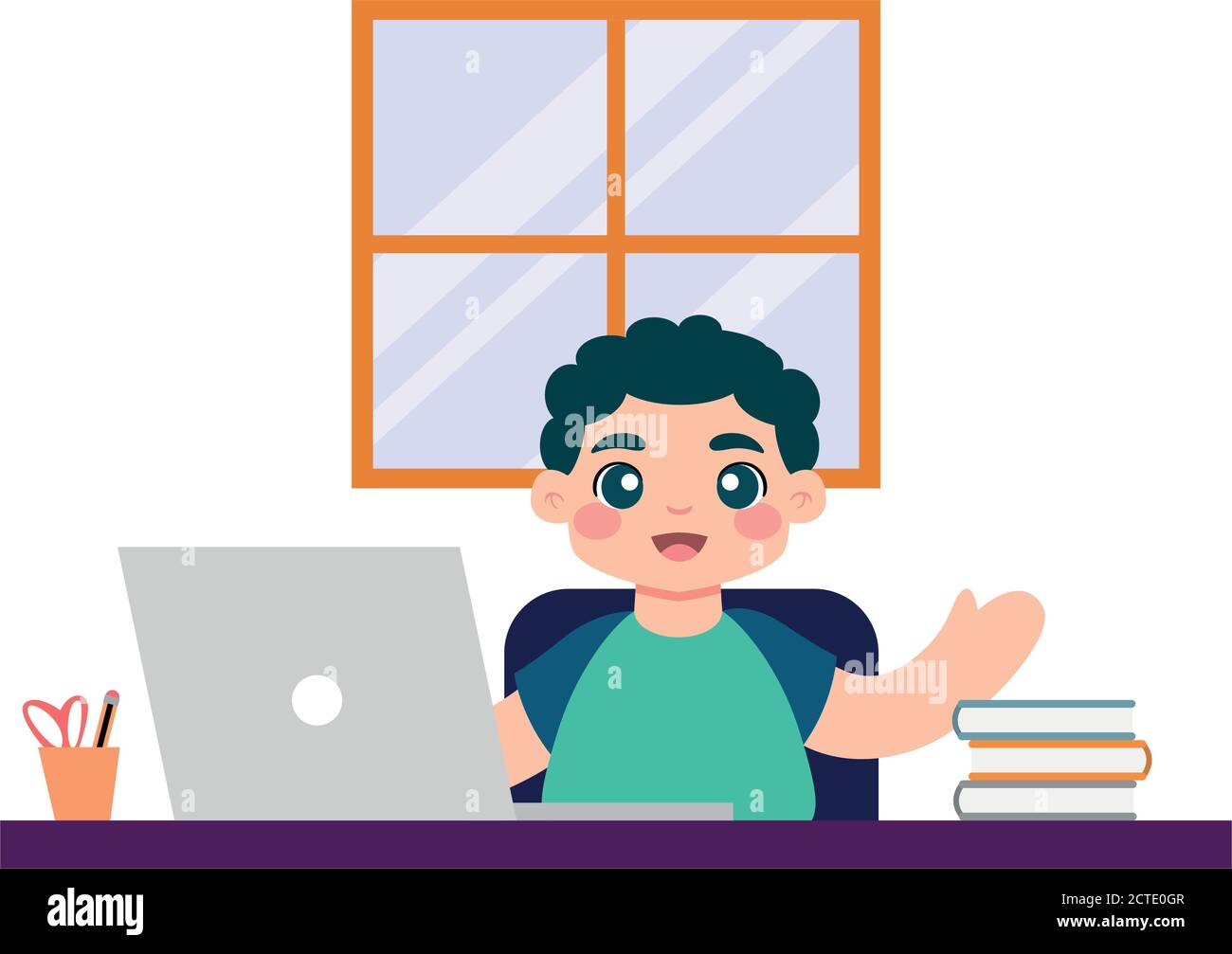 Boy studying in home. Home education - Vector Stock Vector Image & Art ...