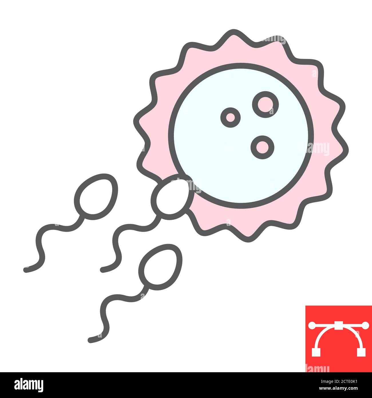 Sperm fertility color line icon, donor and fertilize, fertilization ...