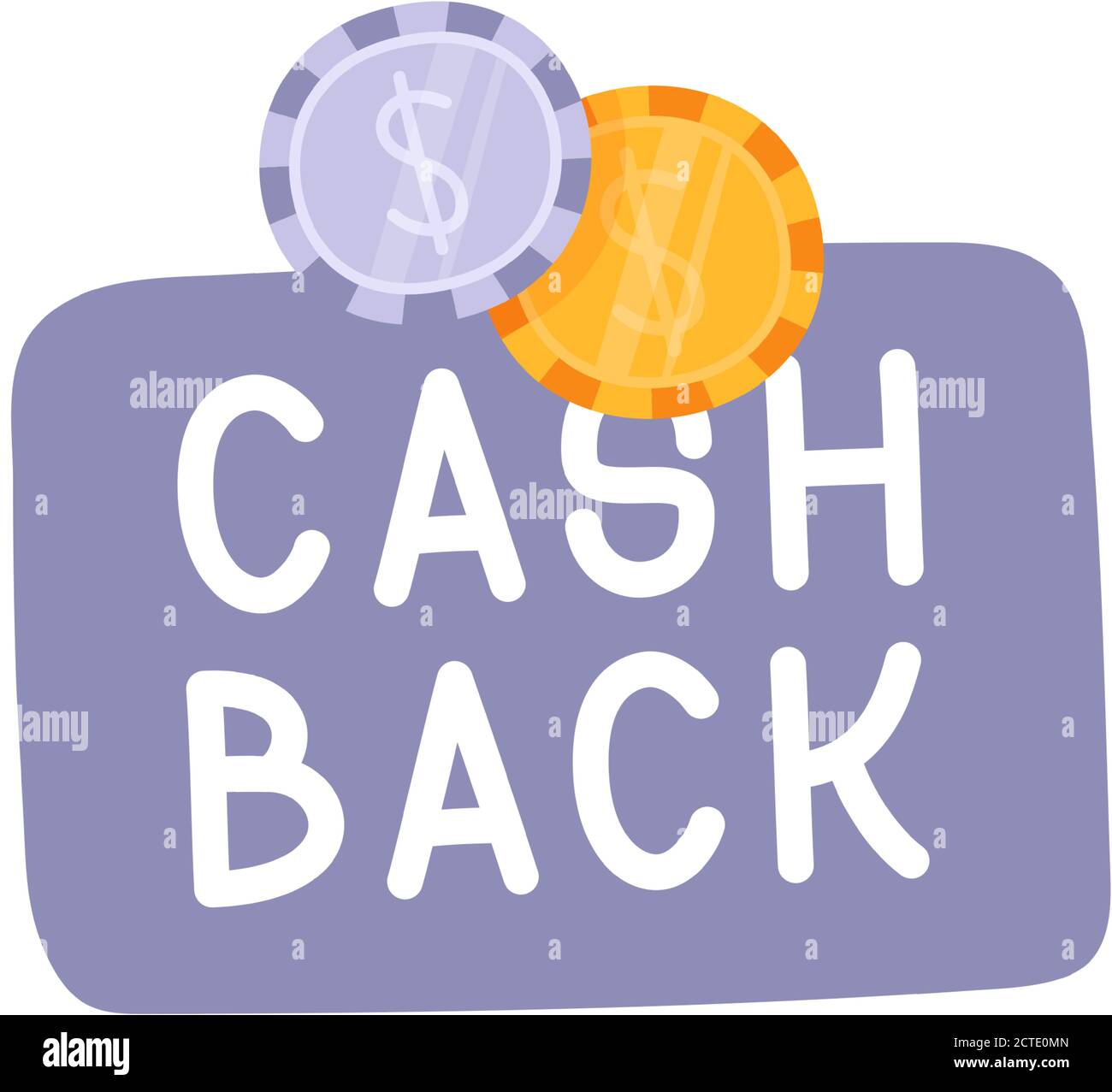 Cash Back Hand Drawn with coins Icon. Cash Back Or Money Refund Label ...
