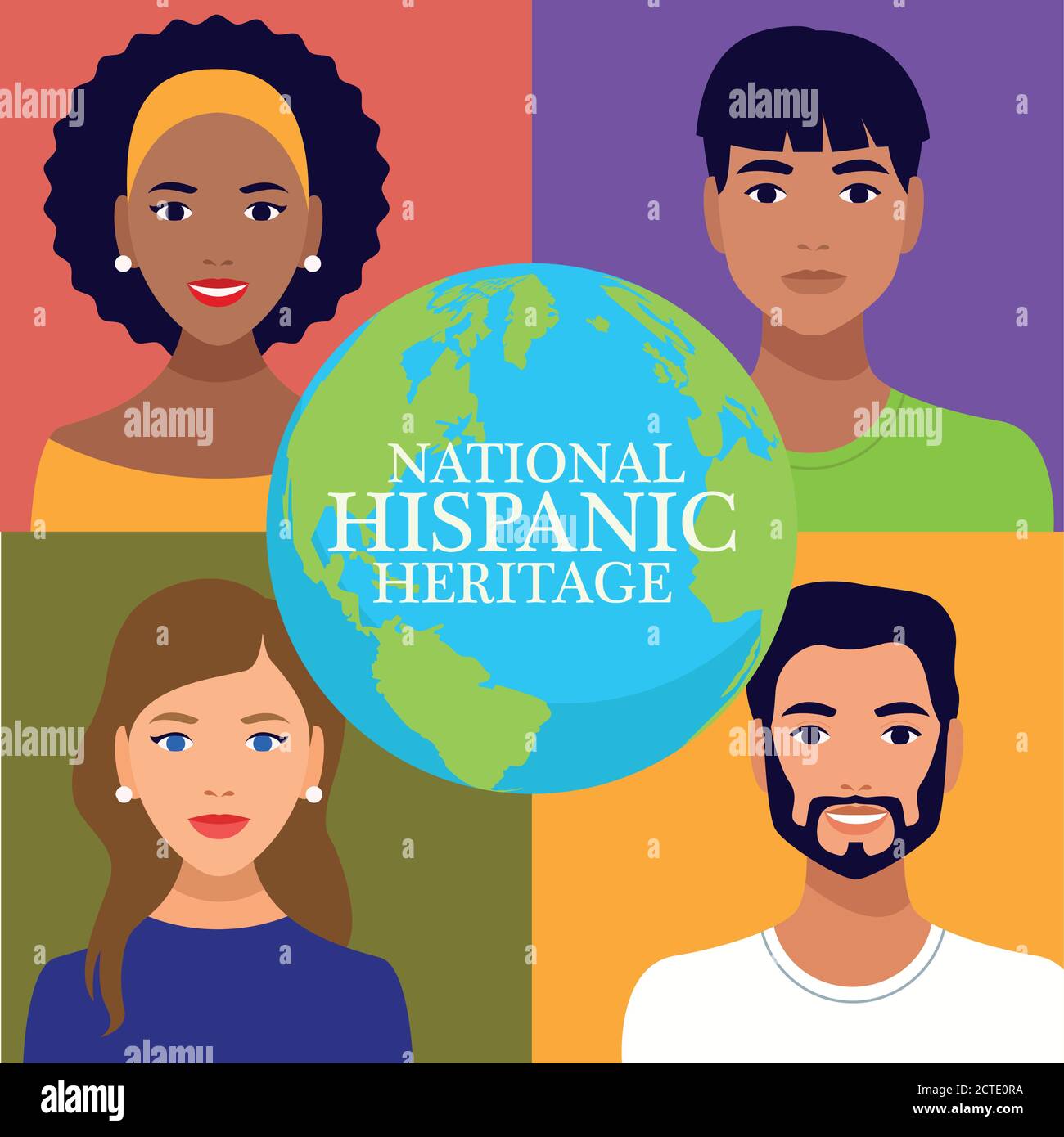 national hispanic heritage celebration with people and lettering in ...