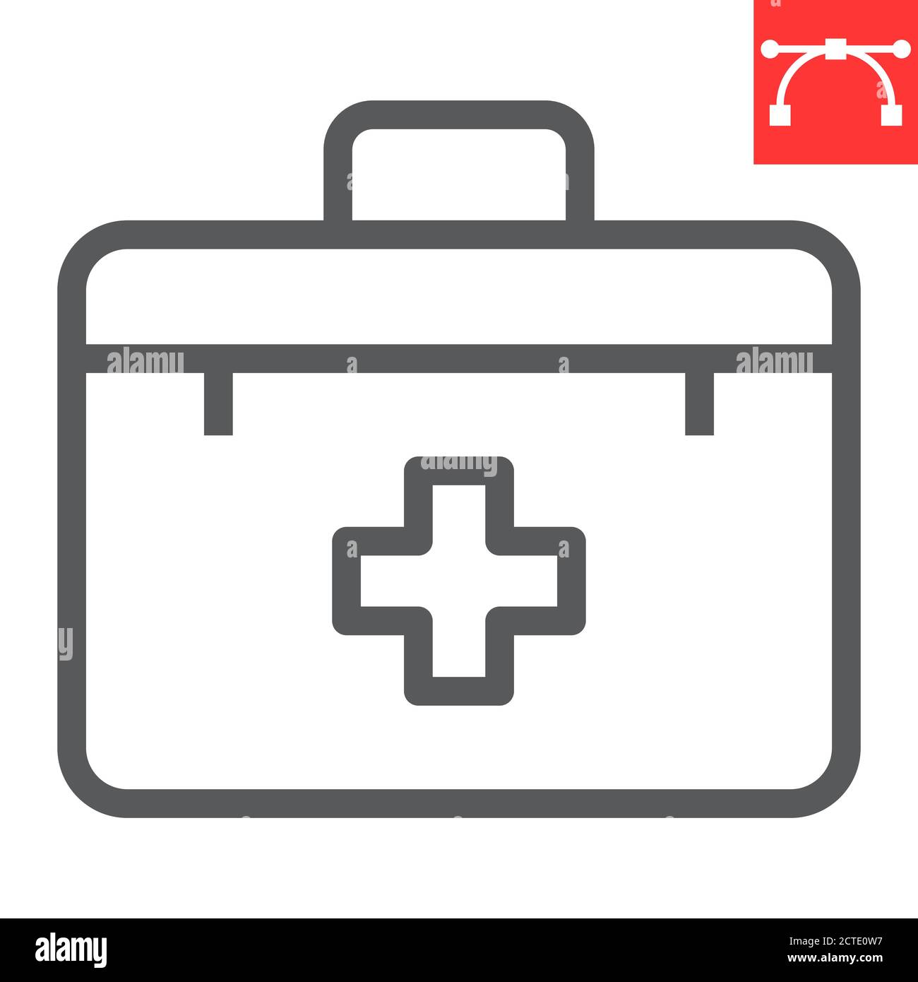 First aid kit line icon, emergency and medical bag, first aid box sign ...