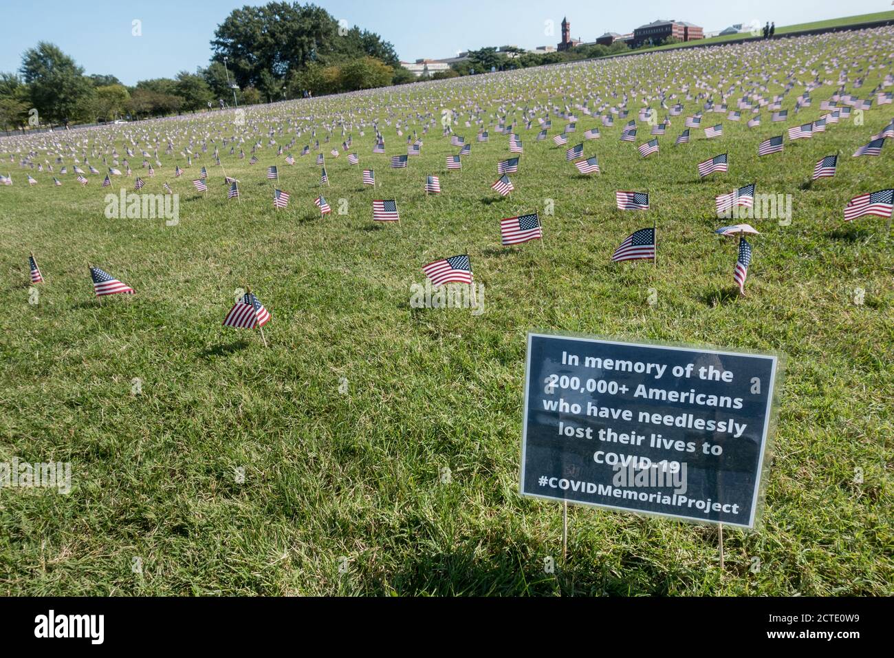 22 Sept. 2020: Some of the 20,000 American flags placed on the grounds ...