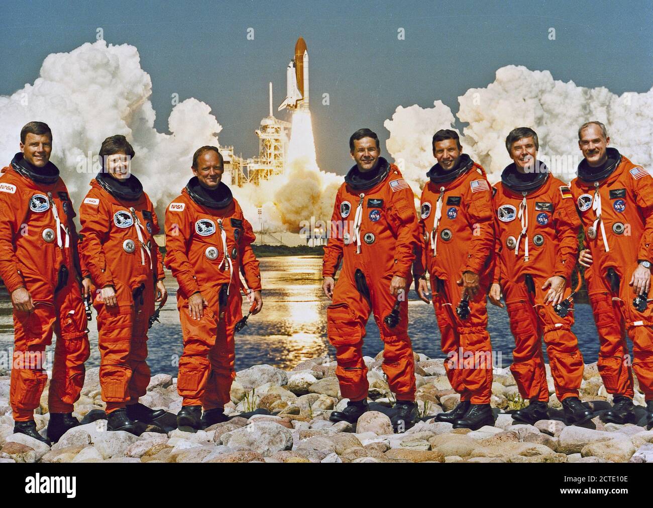From left to right: Stephen Oswald, pilot; Roberta Bondar, payload ...