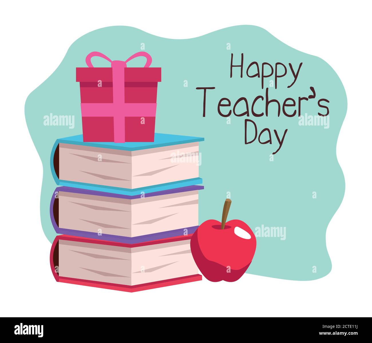 happy teachers day scene with books and gift vector illustration design ...