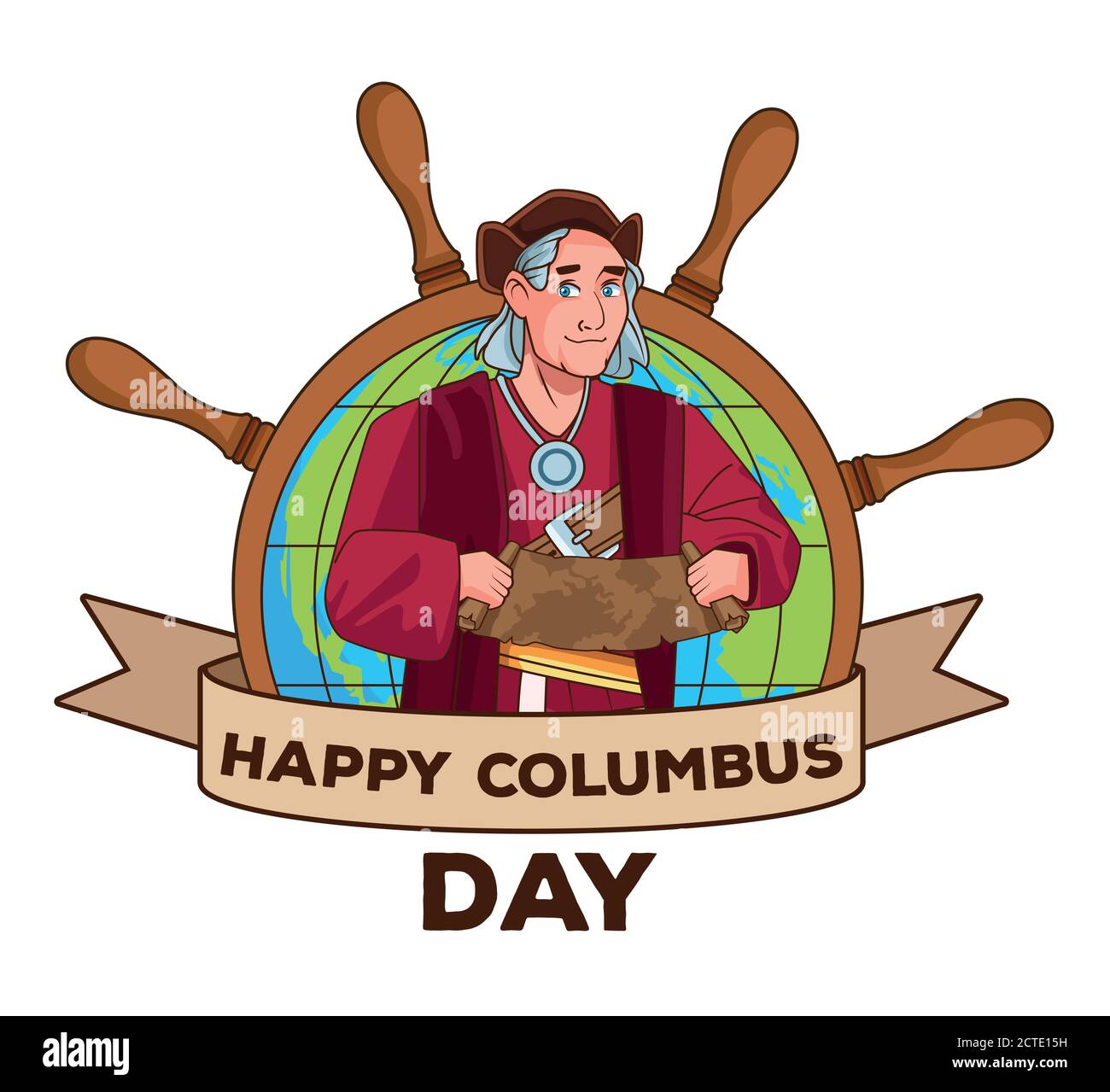 Columbus day celebration scene of christopher lifting paper map guide ... Columbus day celebration scene of christopher lifting paper map guide ...