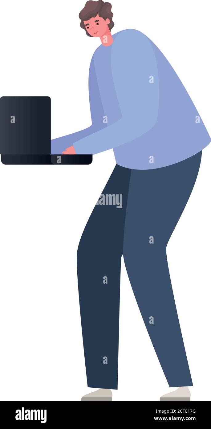 Man with laptop working vector design Stock Vector Image & Art - Alamy