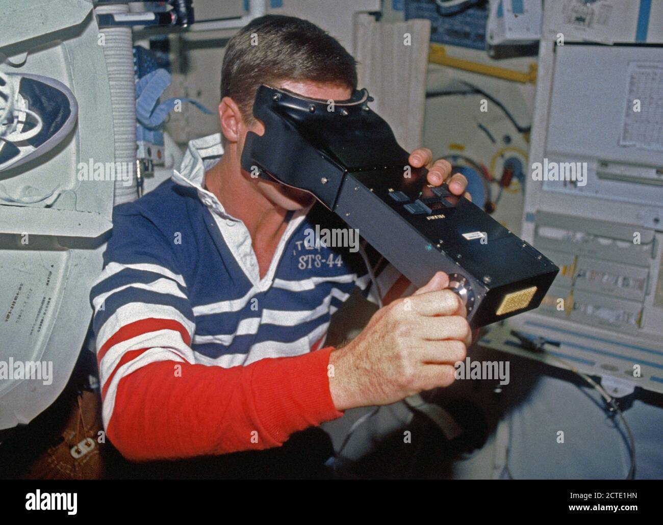 (24 Nov-1 Dec 1991) --- Terence T. (Tom) Henricks, STS-44 pilot, tests ...