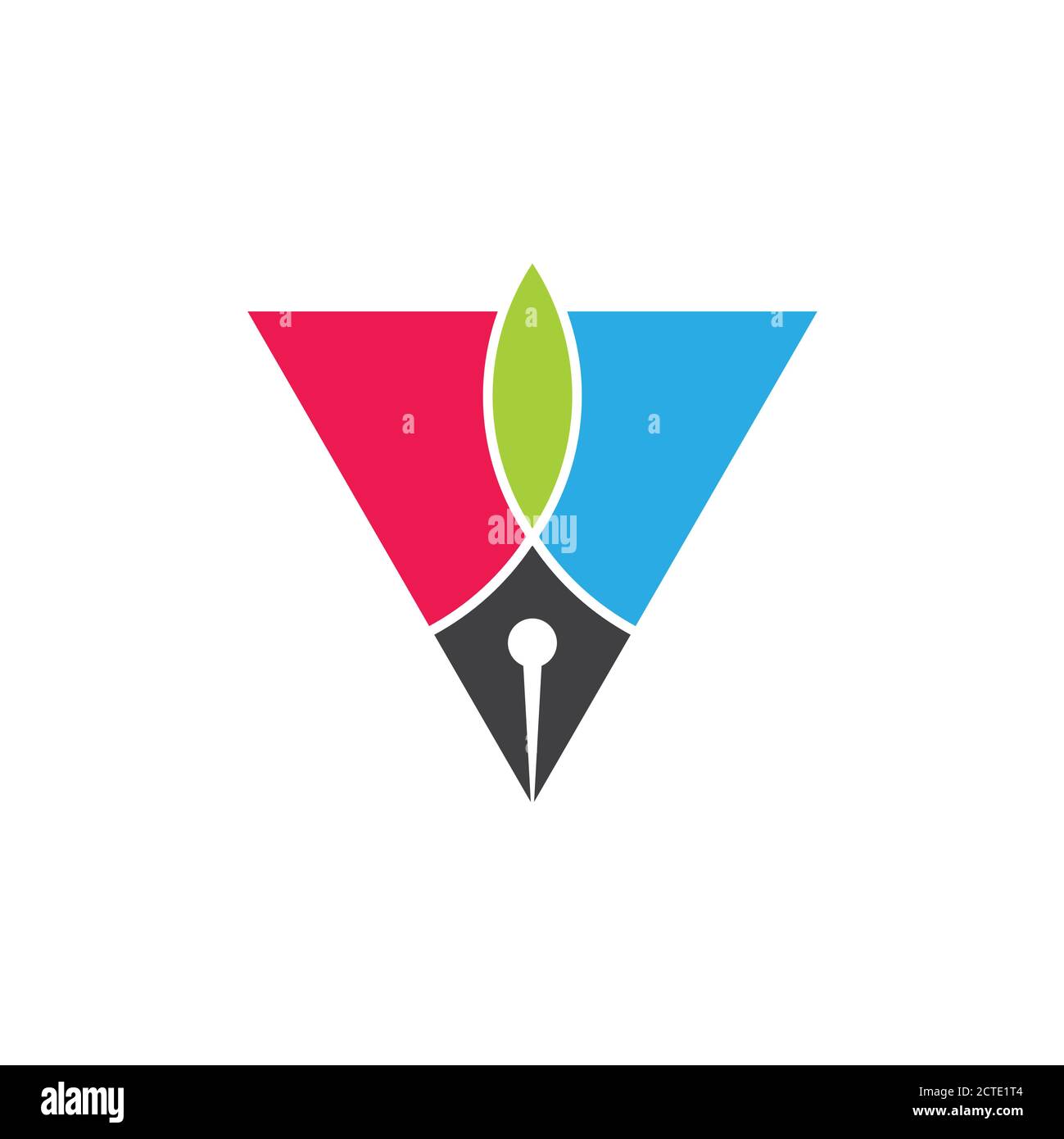 triangle pen writer geometric design education logo vector Stock Vector ...