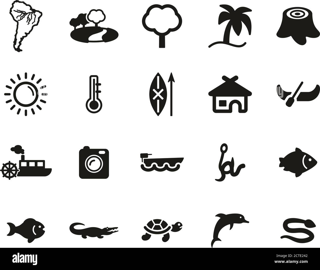 Amazon Rainforest Icons Black & White Set Big Stock Vector Image & Art ...