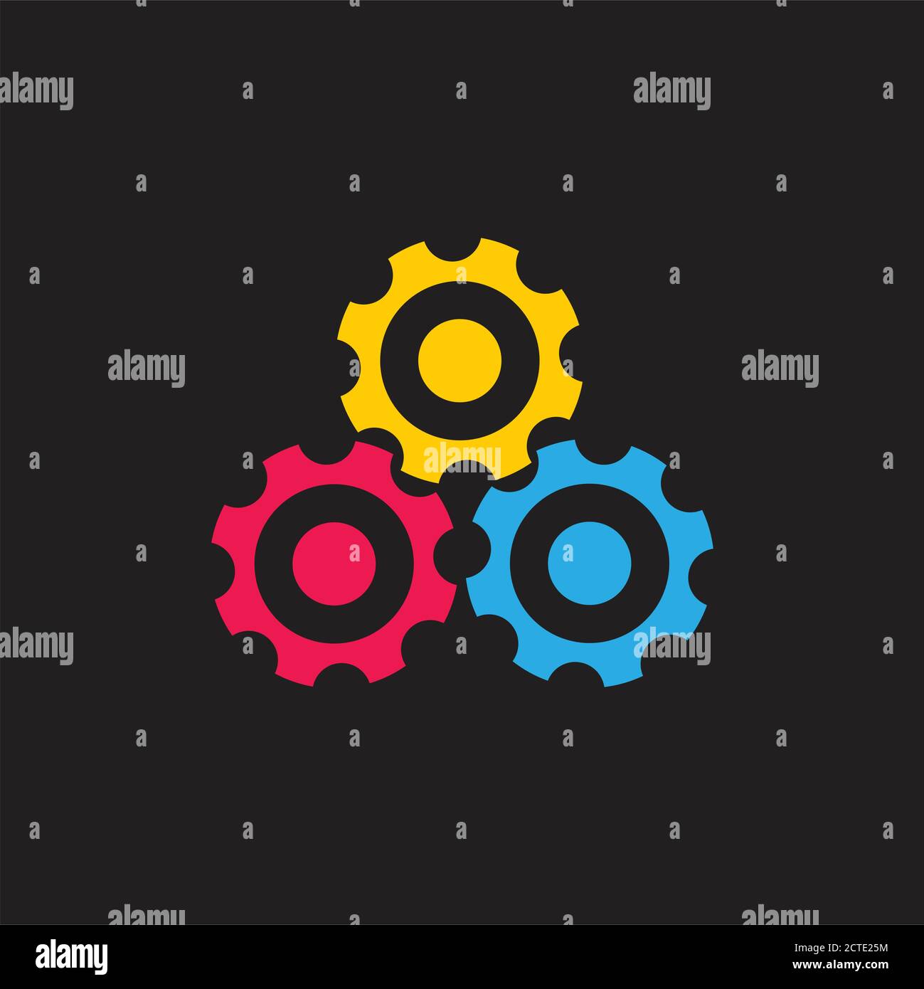 cute three colorful cog dots machine symbol logo vector Stock Vector ...