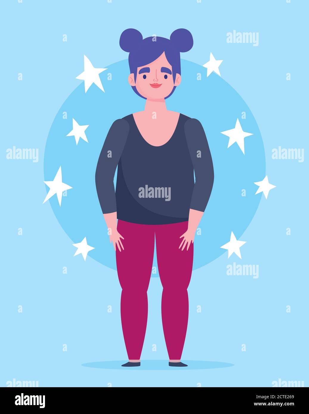 perfectly imperfect, cartoon woman character standing vector ...