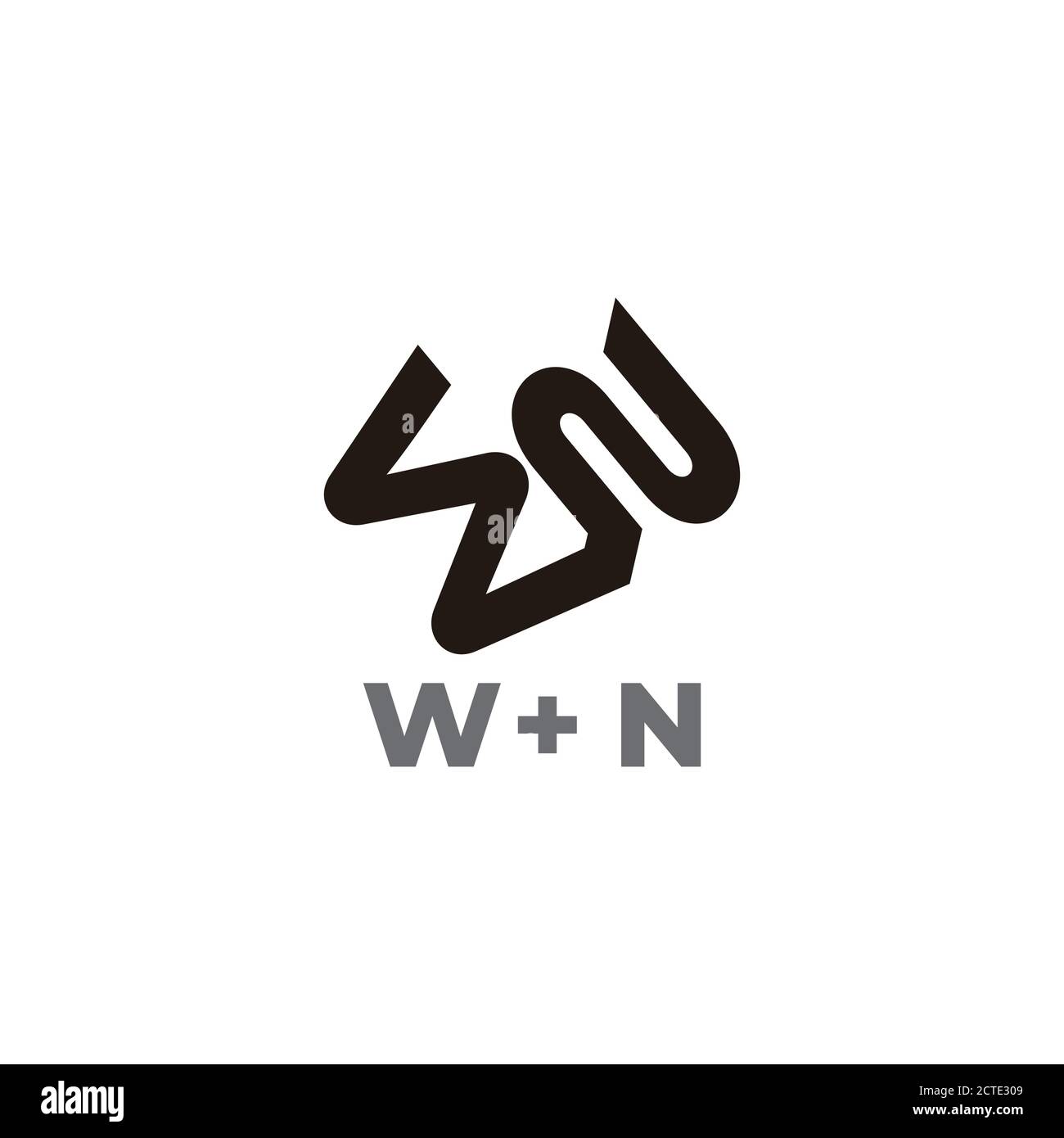 abstract letter wn simple linked geometric line emblem logo vector ...