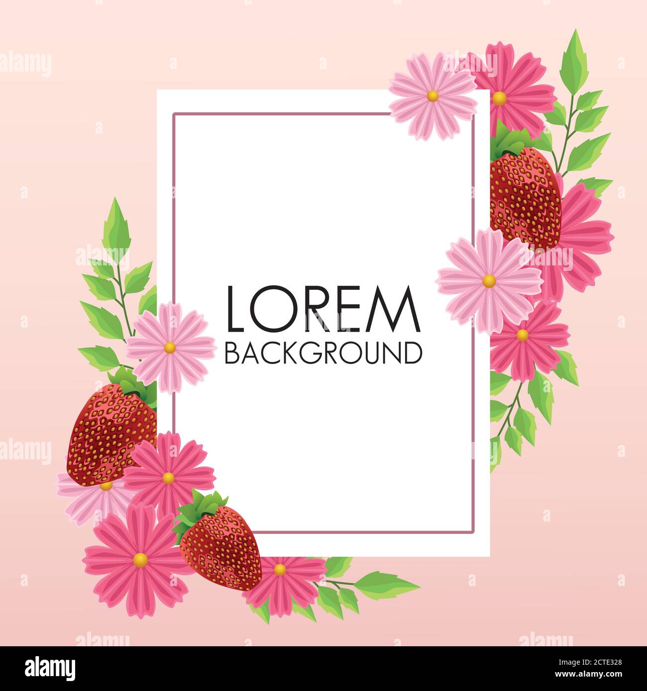 floral background with square frame and flowers vector illustration ...