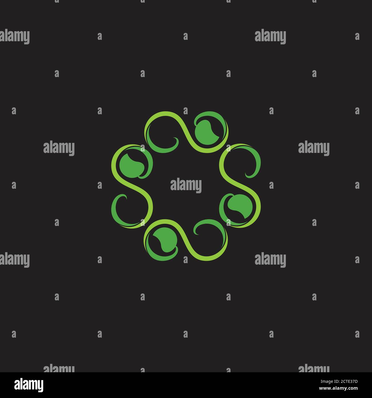 simple leaf swirl loop curves geometric design decoration vector Stock ...