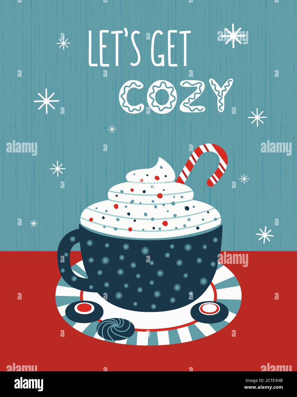 Hot cocoa cup whipped cream vector poster Stock Vector Image & Art - Alamy