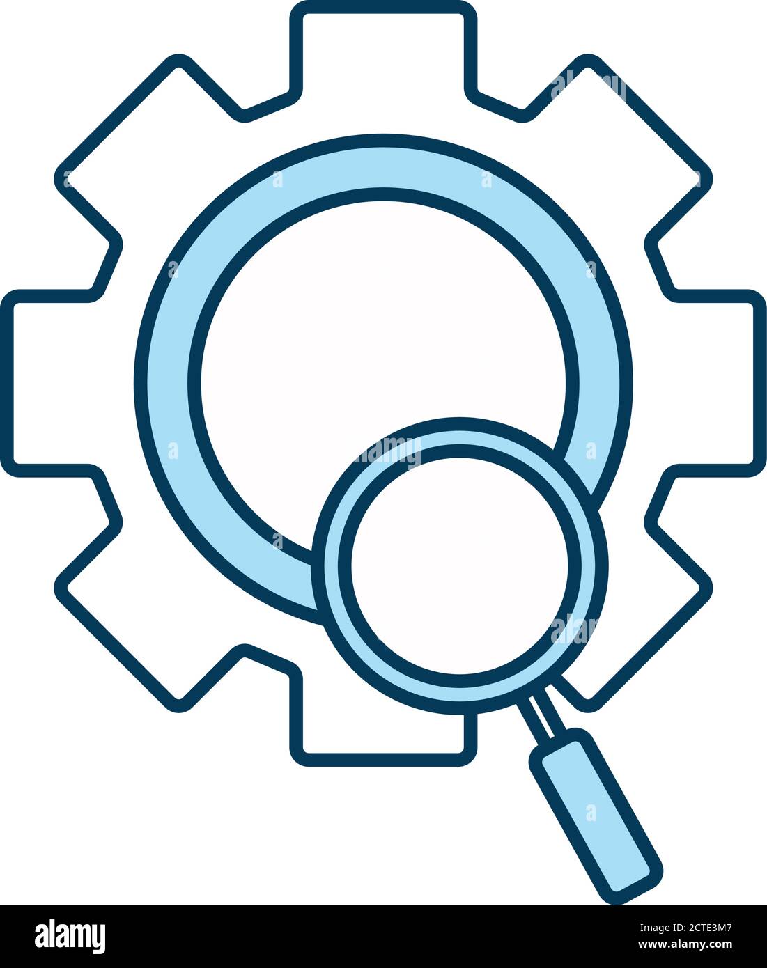 lupe with gear line and fill style icon vector design Stock Vector Image & Art - Alamy