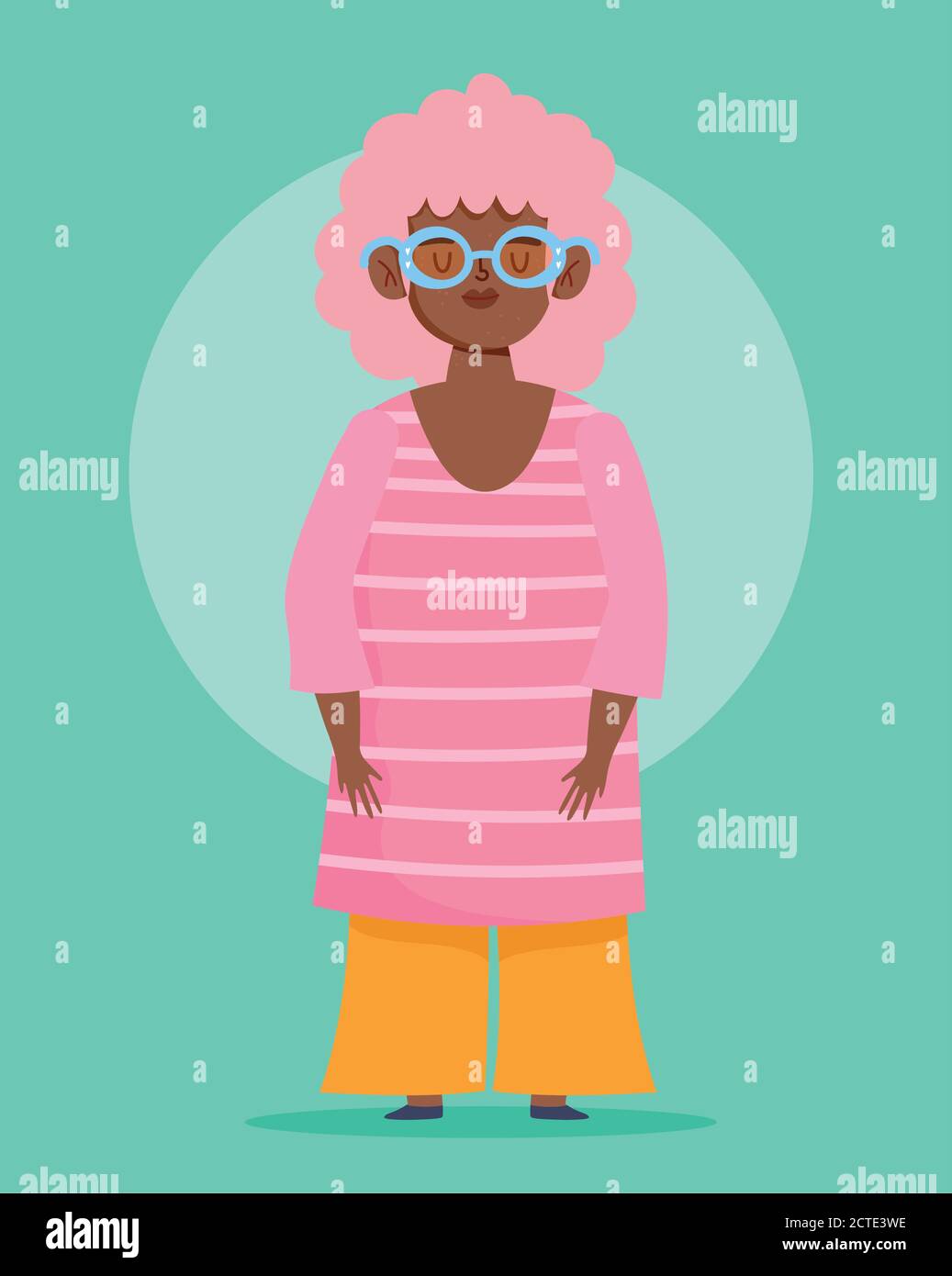 perfectly imperfect, cartoon woman with glasses and curly hair vector ...