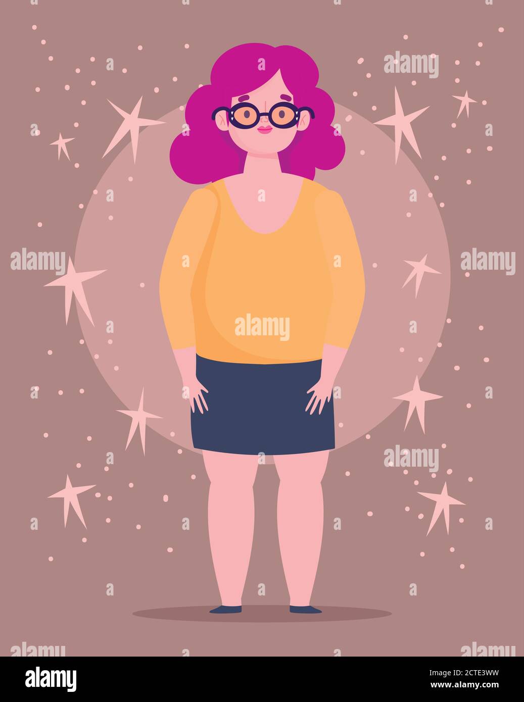 perfectly imperfect, cartoon woman with glasses, love your curves ...