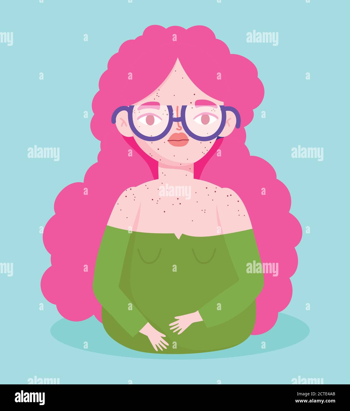 perfectly imperfect, cartoon woman with glasses and freckles, self ...