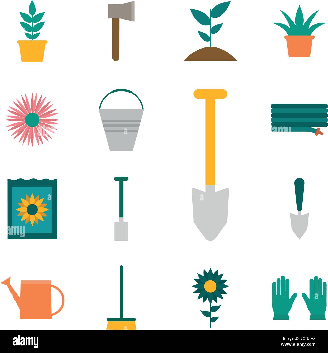 garden flat style icons collection vector design Stock Vector Image ...