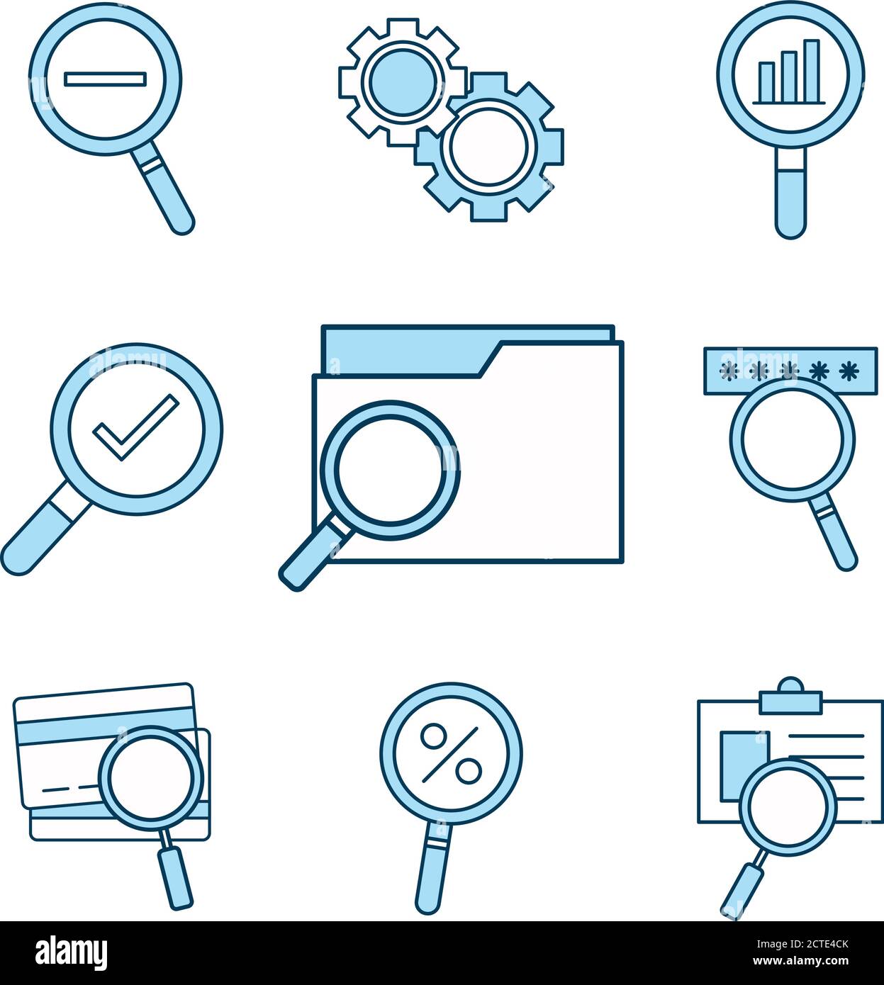 lupe and search line and fill style icons collection vector design Stock Vector Image & Art - Alamy