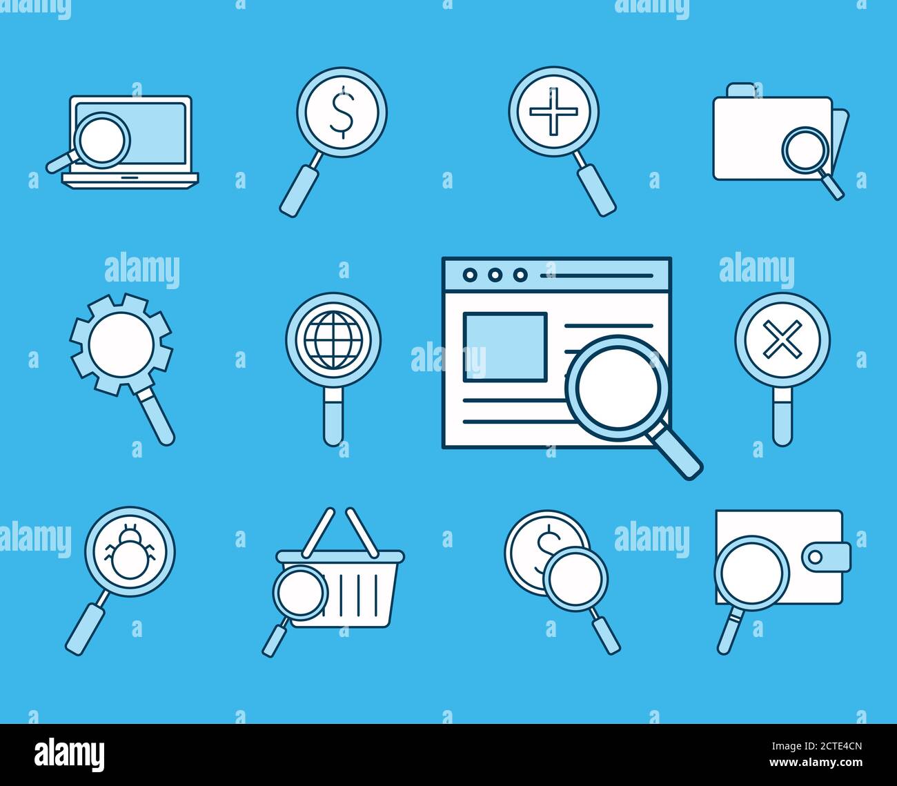 lupe and search line and fill style collection of icons vector design Stock Vector Image & Art ...