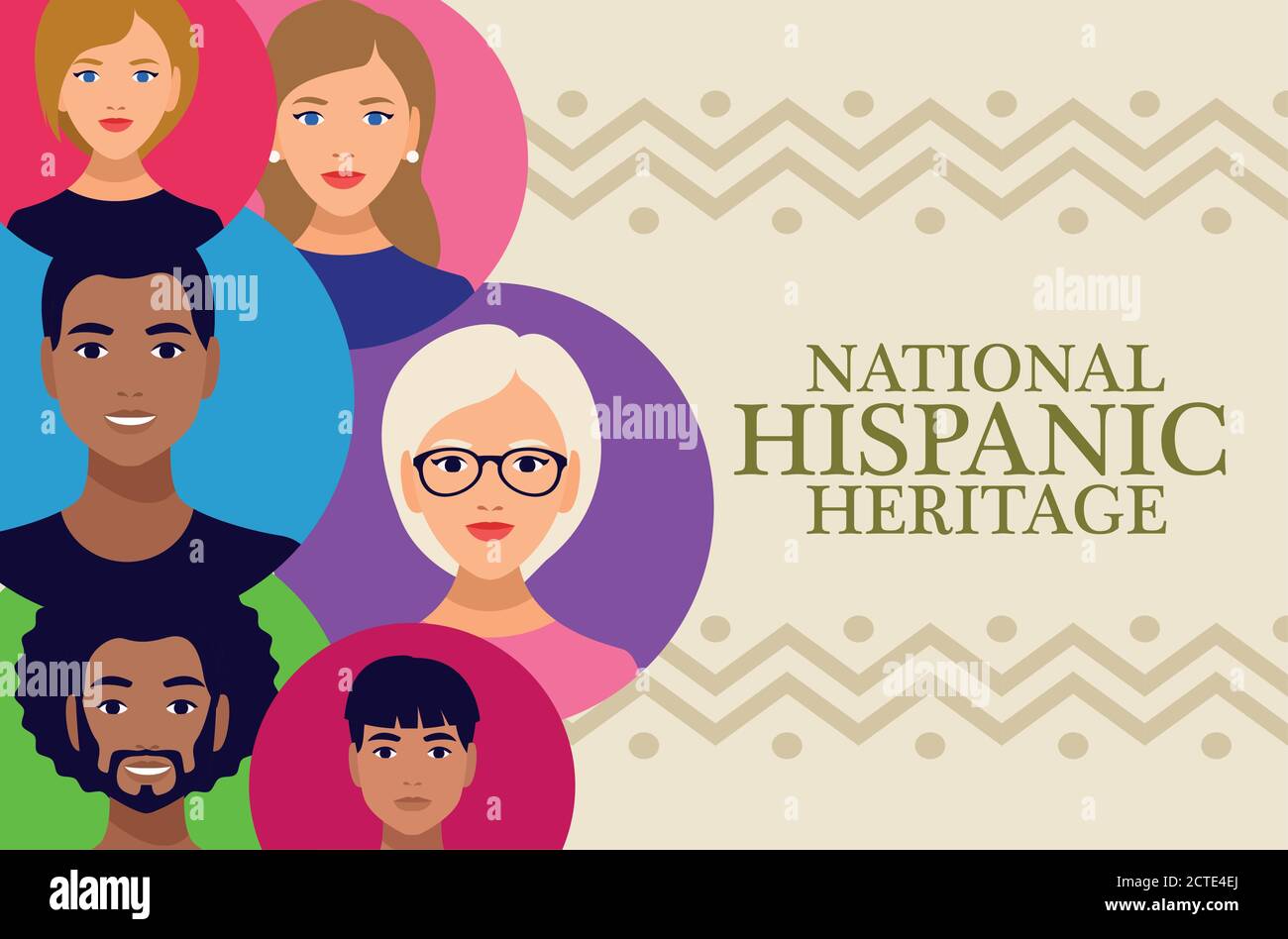 national hispanic heritage celebration lettering with people in circles ...