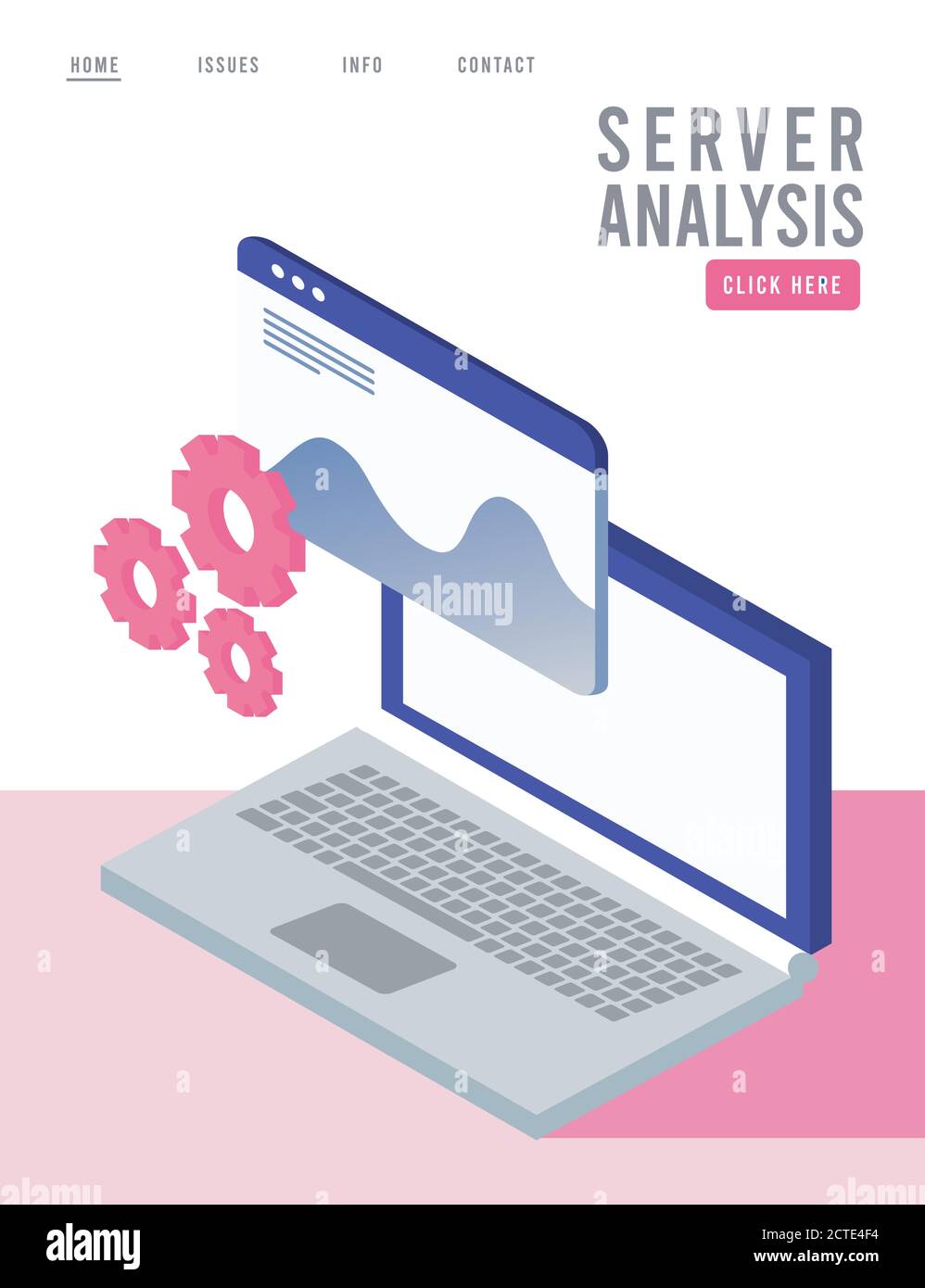 data analysis technology with laptop and webpage template vector ...