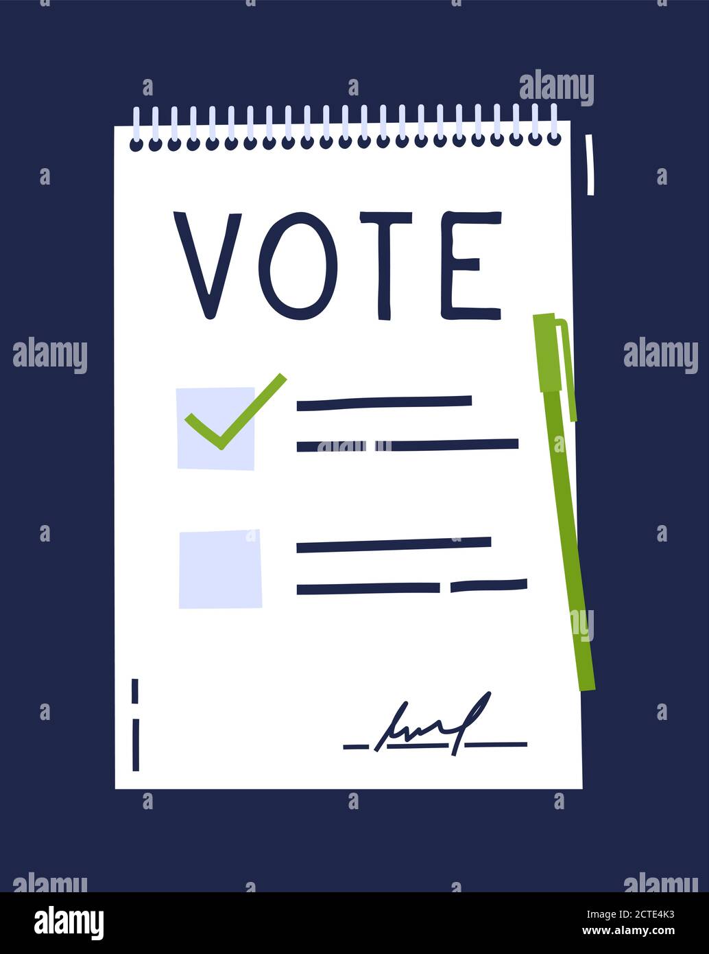Vote document Bulletin concept. Cute cartoon list, choice of options ...
