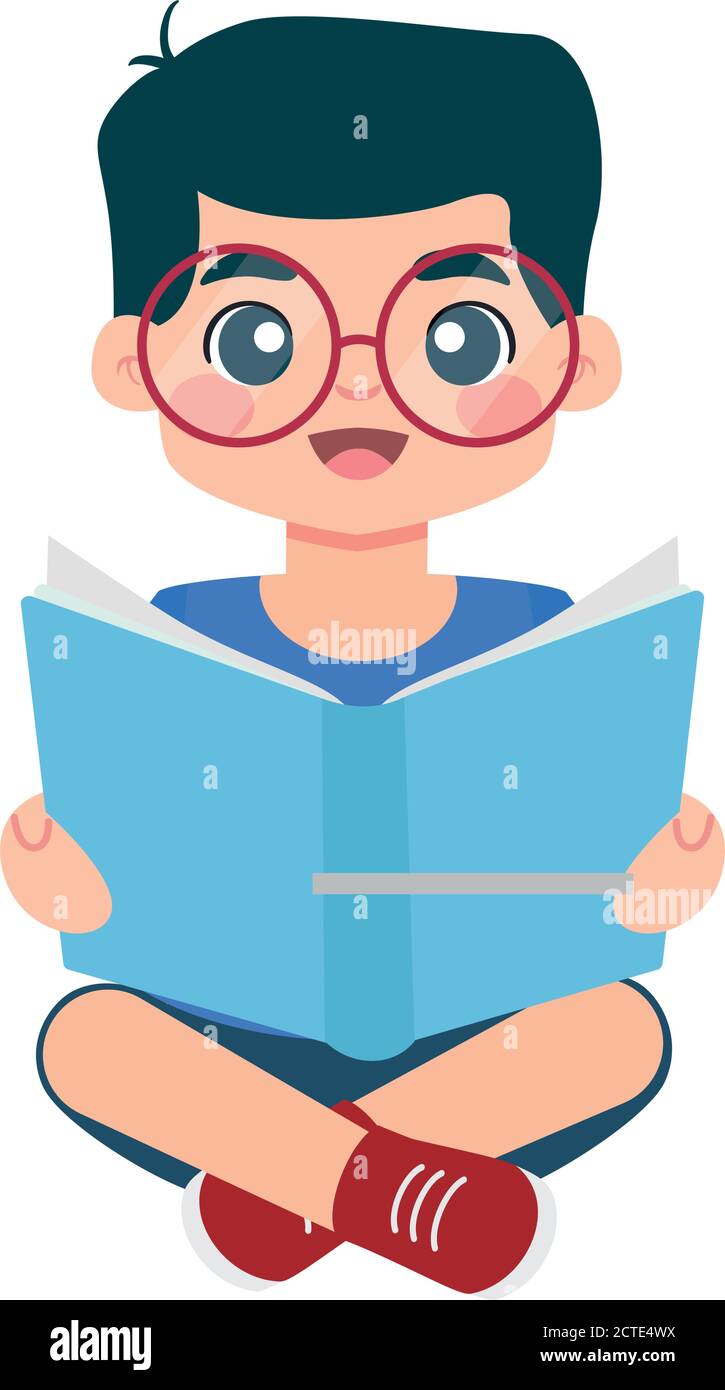Isolated boy reading a book - Vector illustration Stock Vector Image ...
