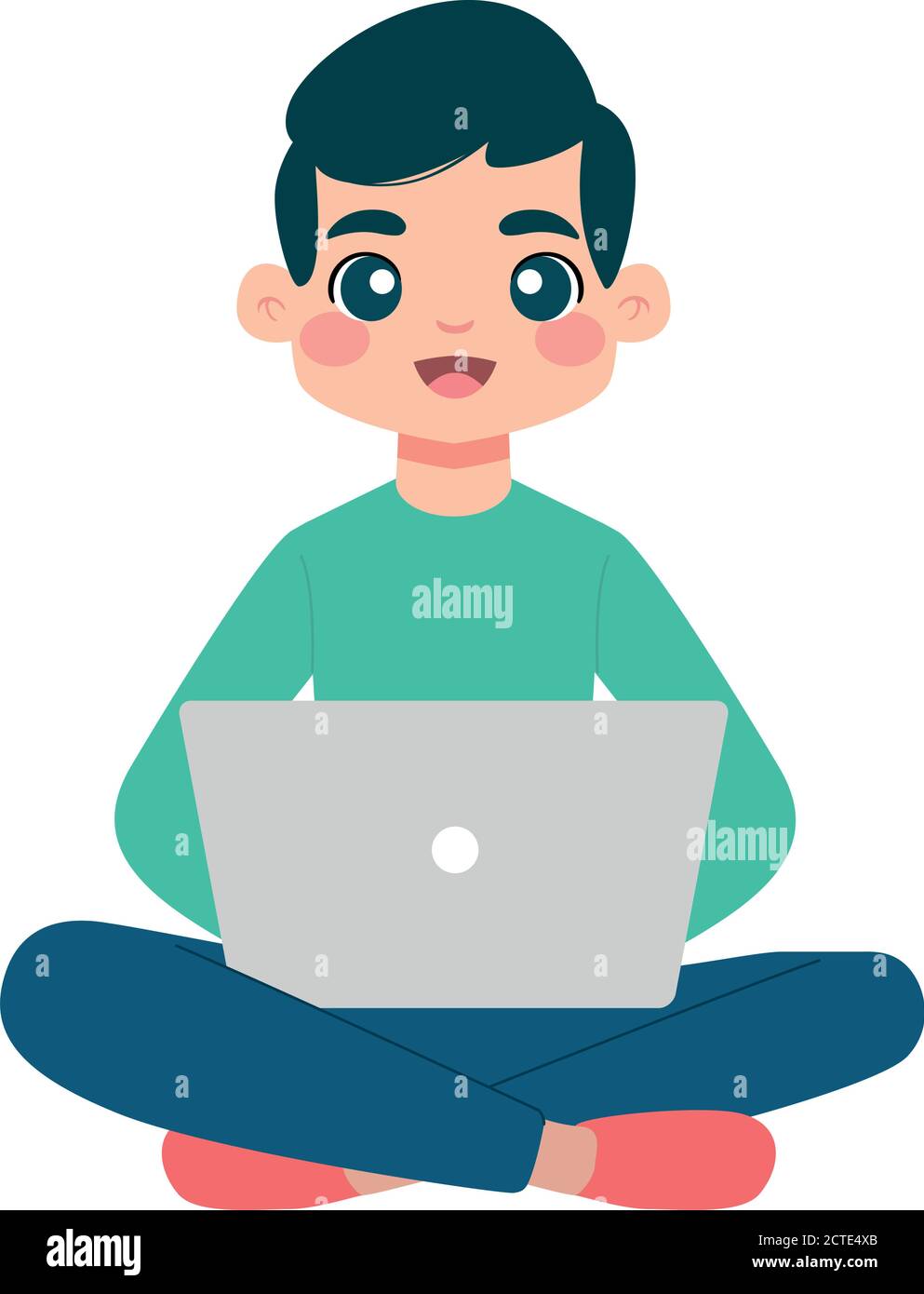 Isolated boy cartoon with a laptop - Vector Stock Vector Image & Art ...