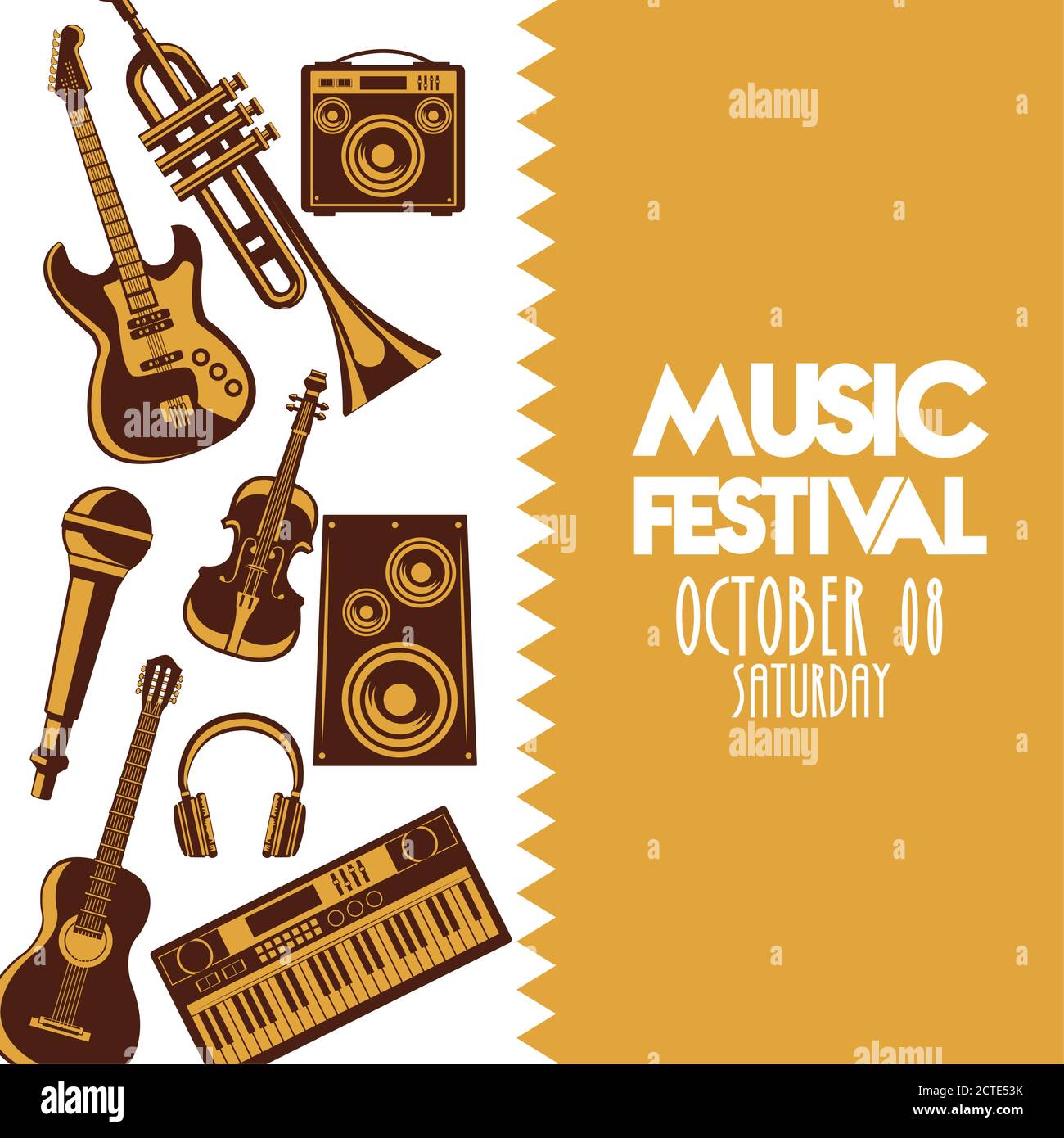 music festival poster with instruments and lettering vector ...