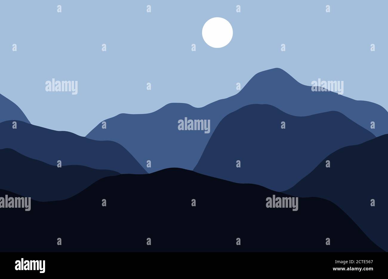 Mountains in the haze at sunset - Vector illustration Stock Vector ...