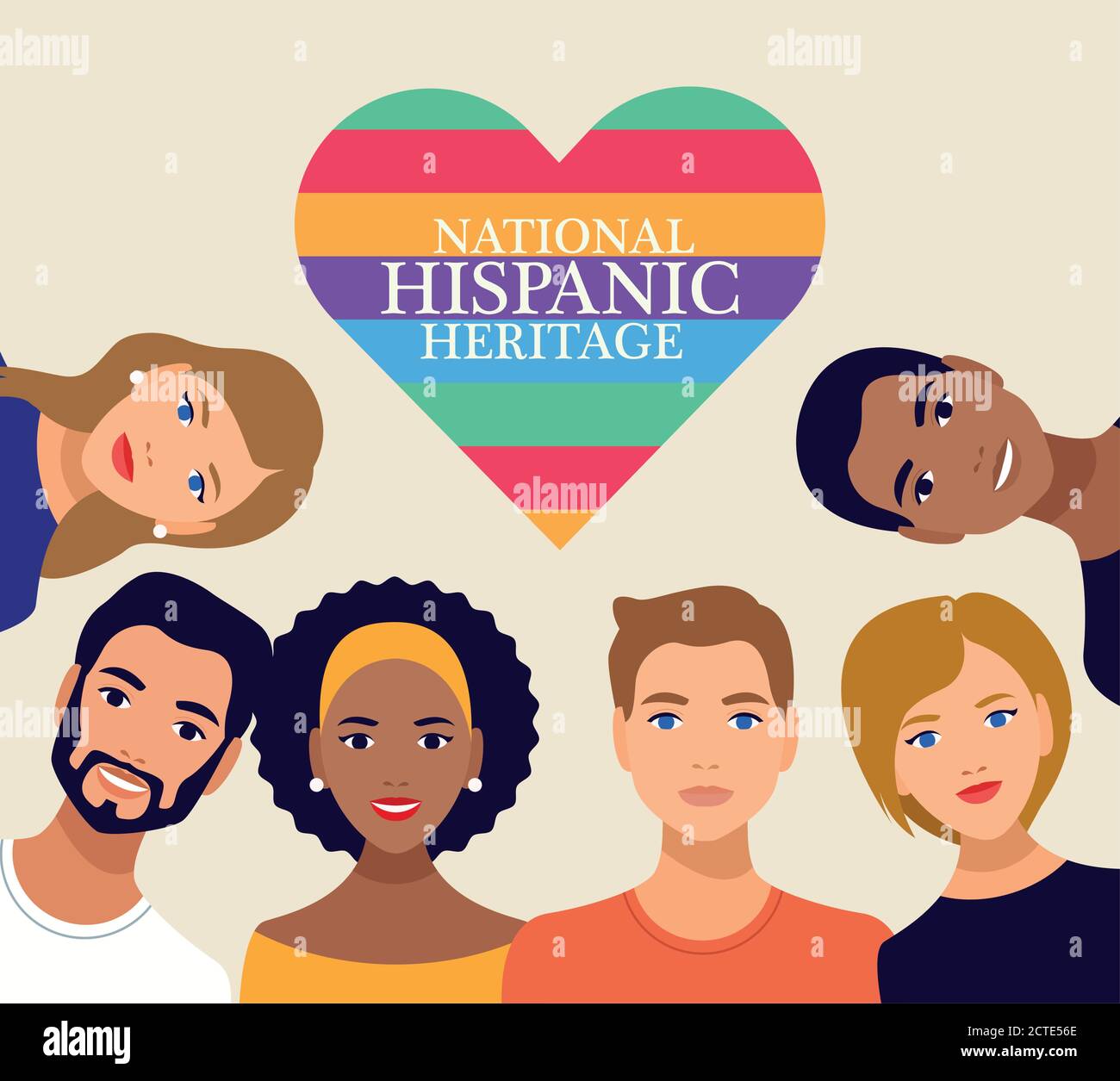 national hispanic heritage celebration with people and lettering in ...